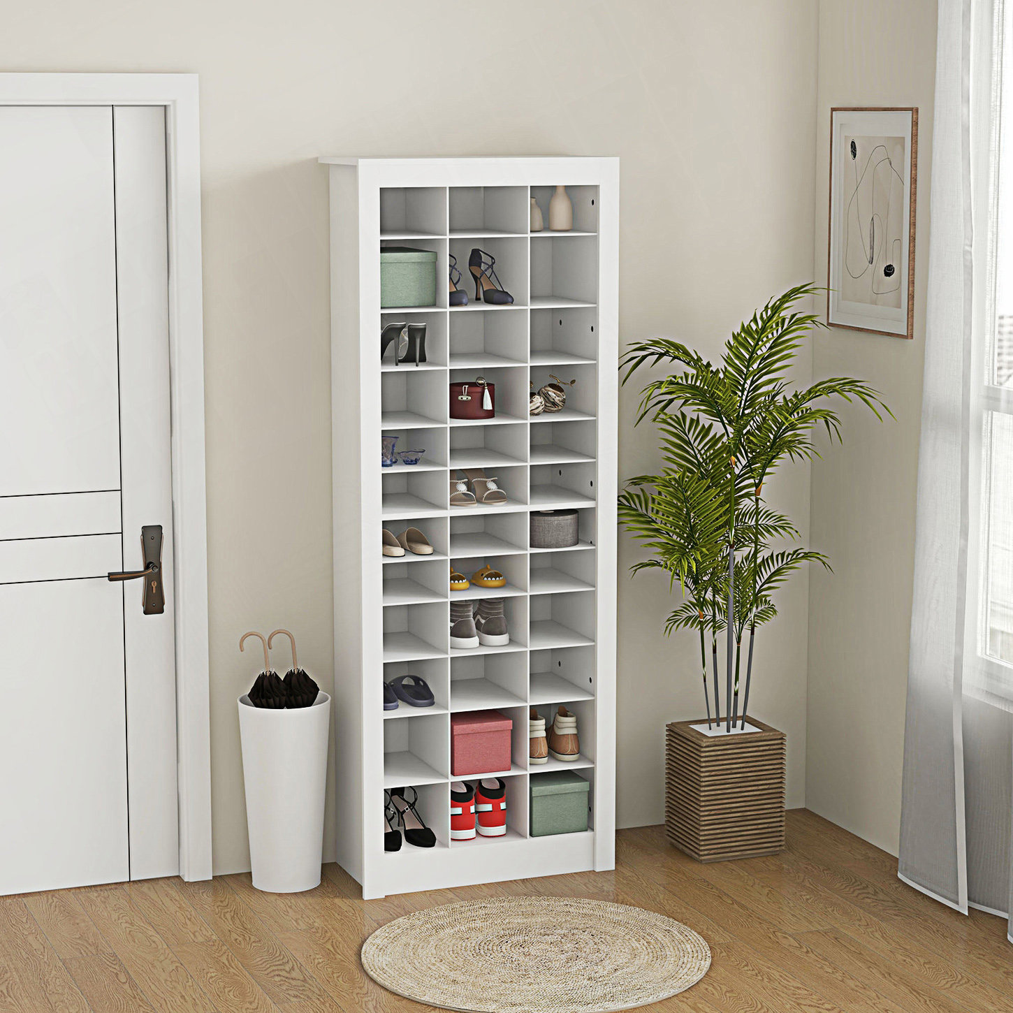 Latitude Run® Entry Cabinet, Tall Shoe Rack Storage Organizer, Narrow ...