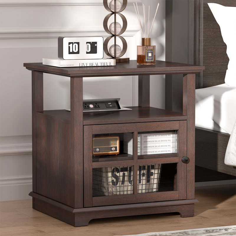 Lark Manor™ 24" Tall Nightstands with Storage and Built-In Outlets for ...