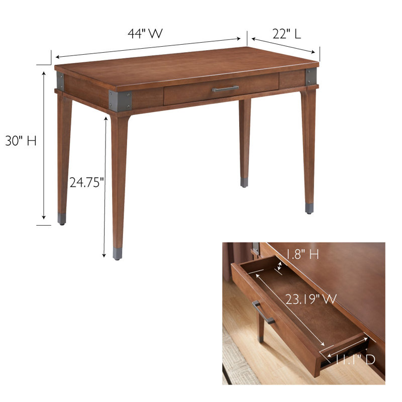 Leick Furniture Bethany Solid + Manufactured Wood Desk in Aged Barrel ...