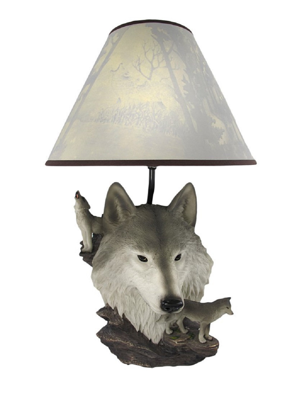 Millwood Pines Full Moon Howling Grey Wolf Akela Desktop Table Lamp ...