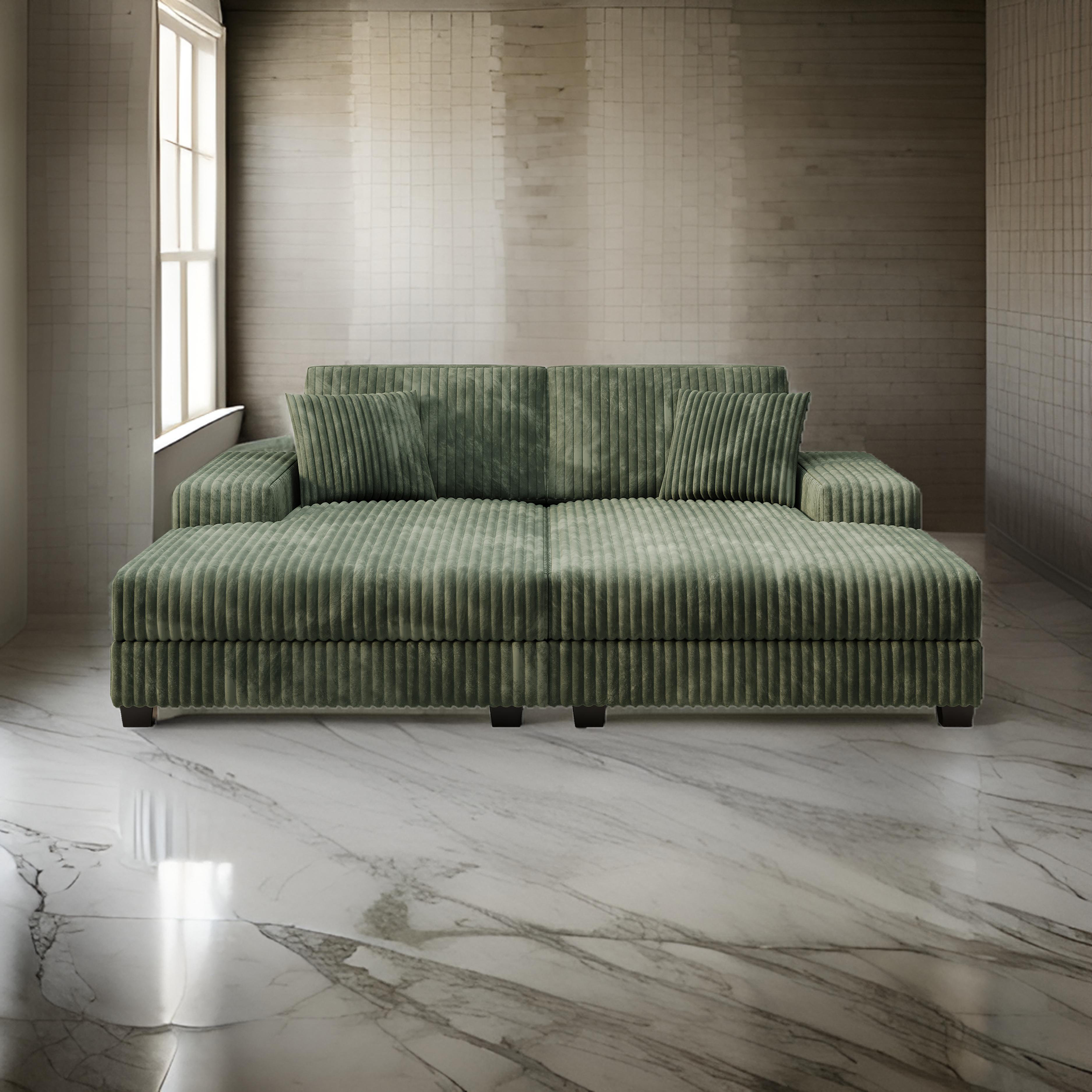 Latitude Run® Convertible Combination Sofa, Corduroy Fabric, Fluffy ...