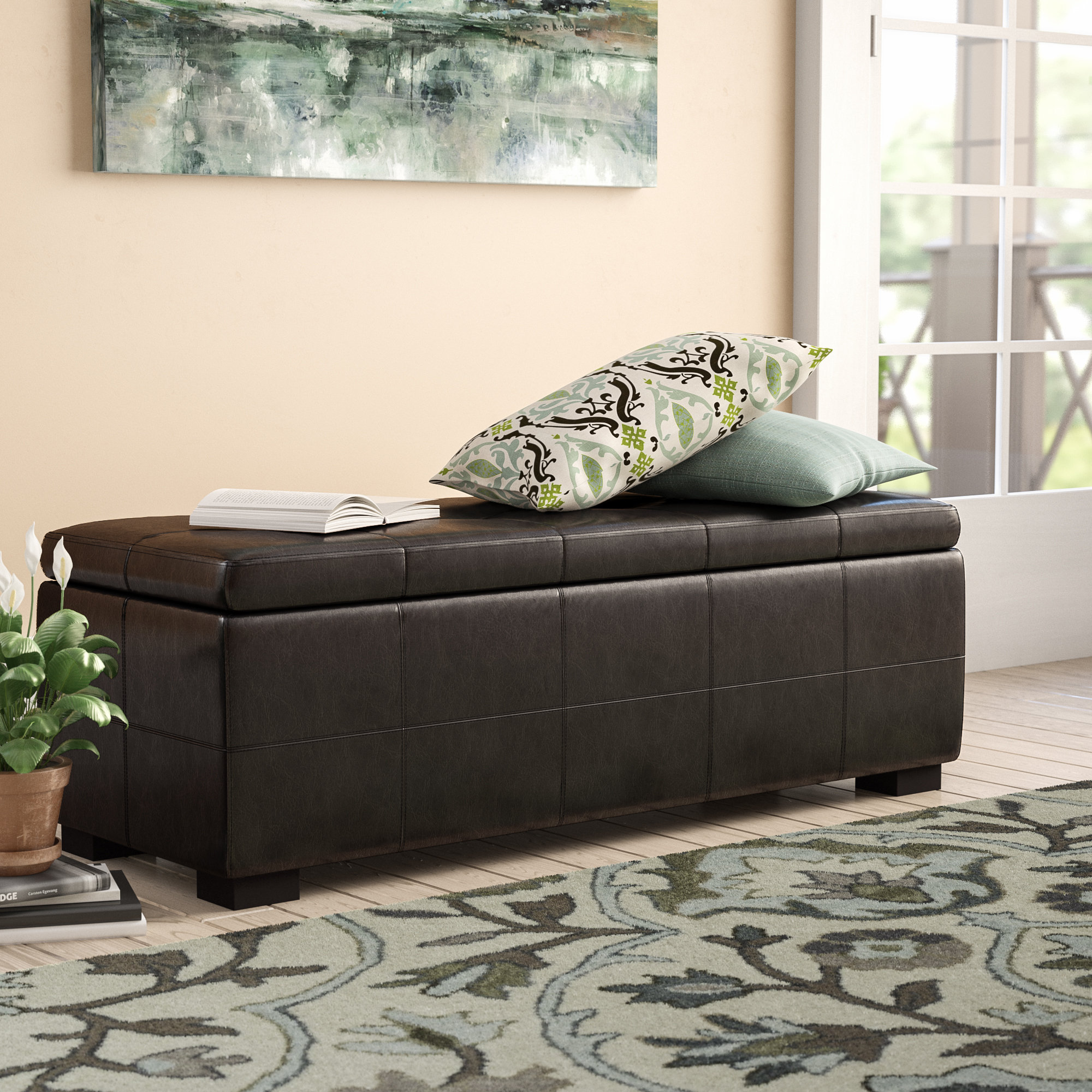 Red Barrel Studio® Alescia Faux Leather Upholstered Storage Bench ...