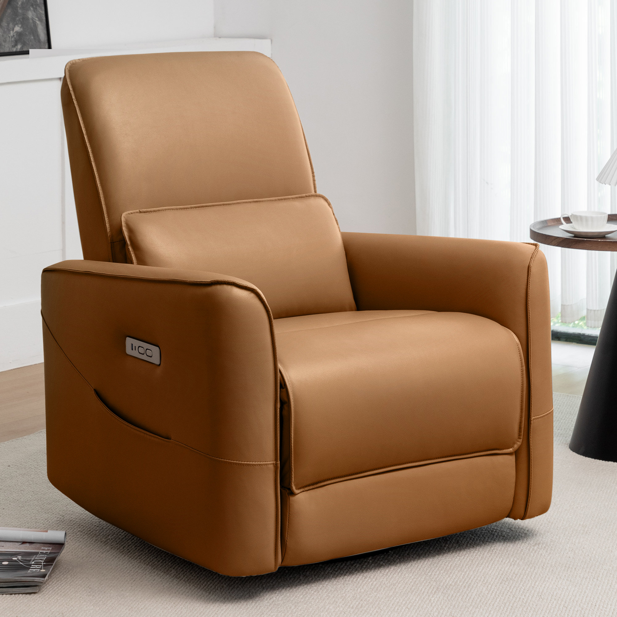 Latitude Run® Lamarion Faux Leather Swivel Power Recliner, Power ...
