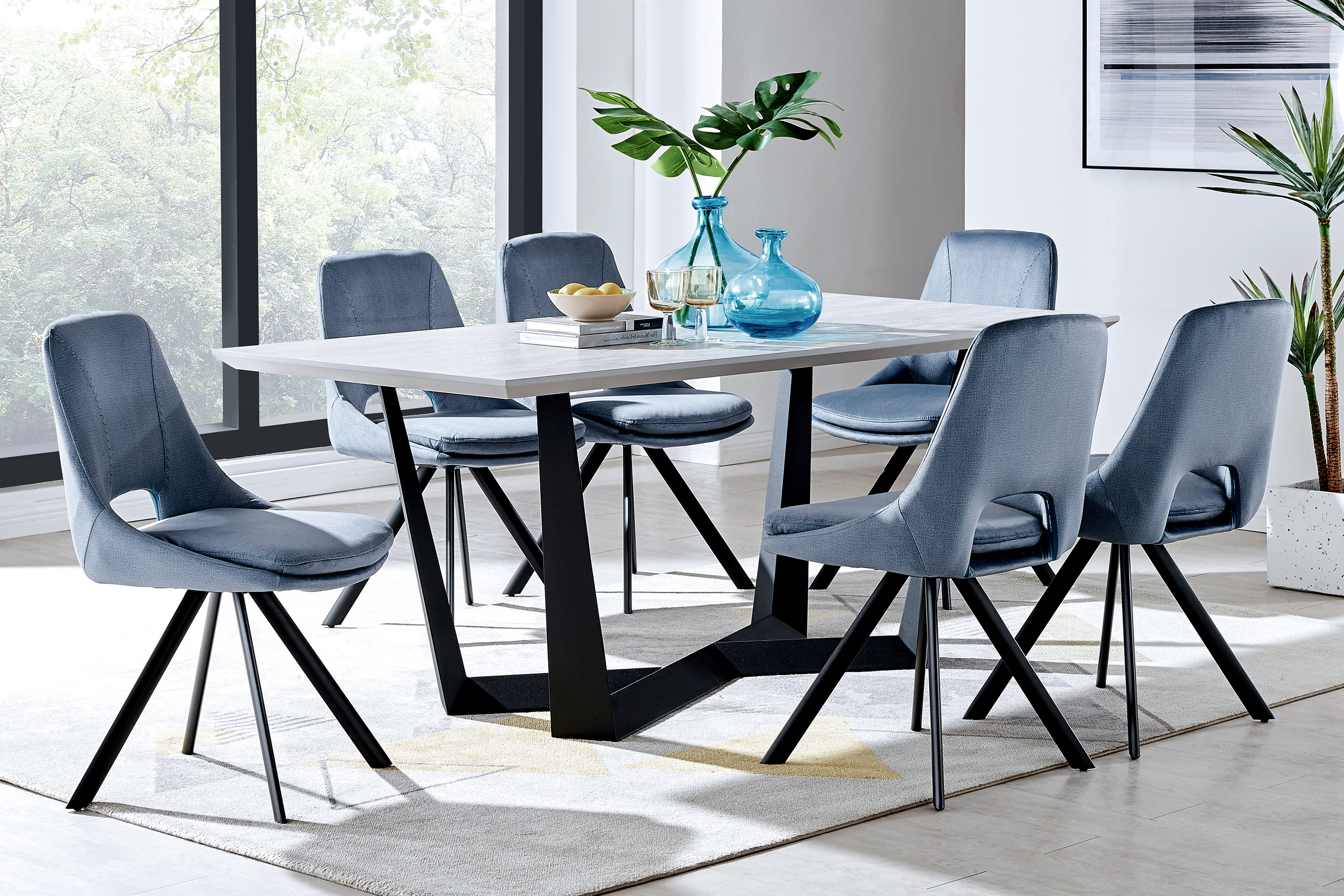 Orren Ellis Dorava Rectangular Modern Dining Set in Melamine Wood and ...