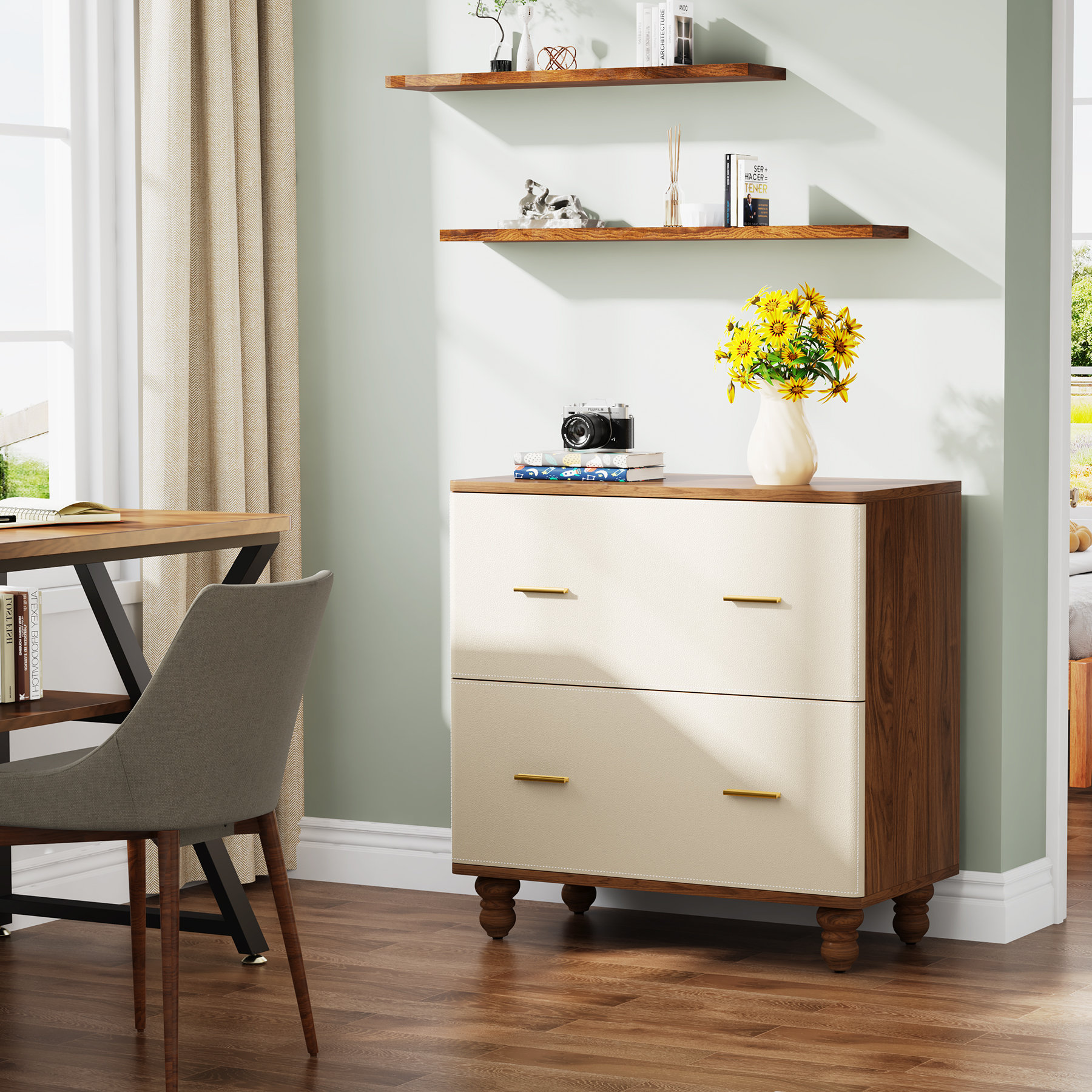 Alcott Hill® Chrisann 31.5'' Wide File Cabinet with Saddle Leather ...