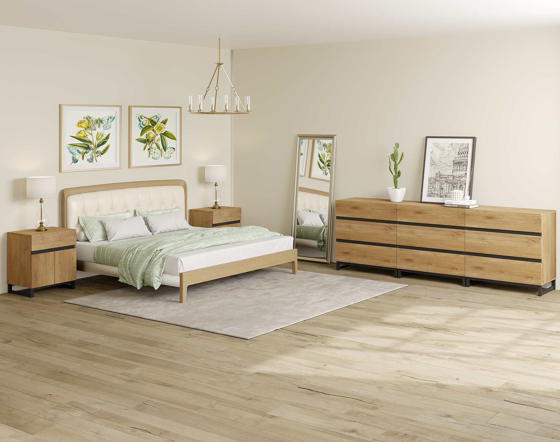 Ebern Designs Ensemble de commode et table de chevet WAMPAT comprenant ...