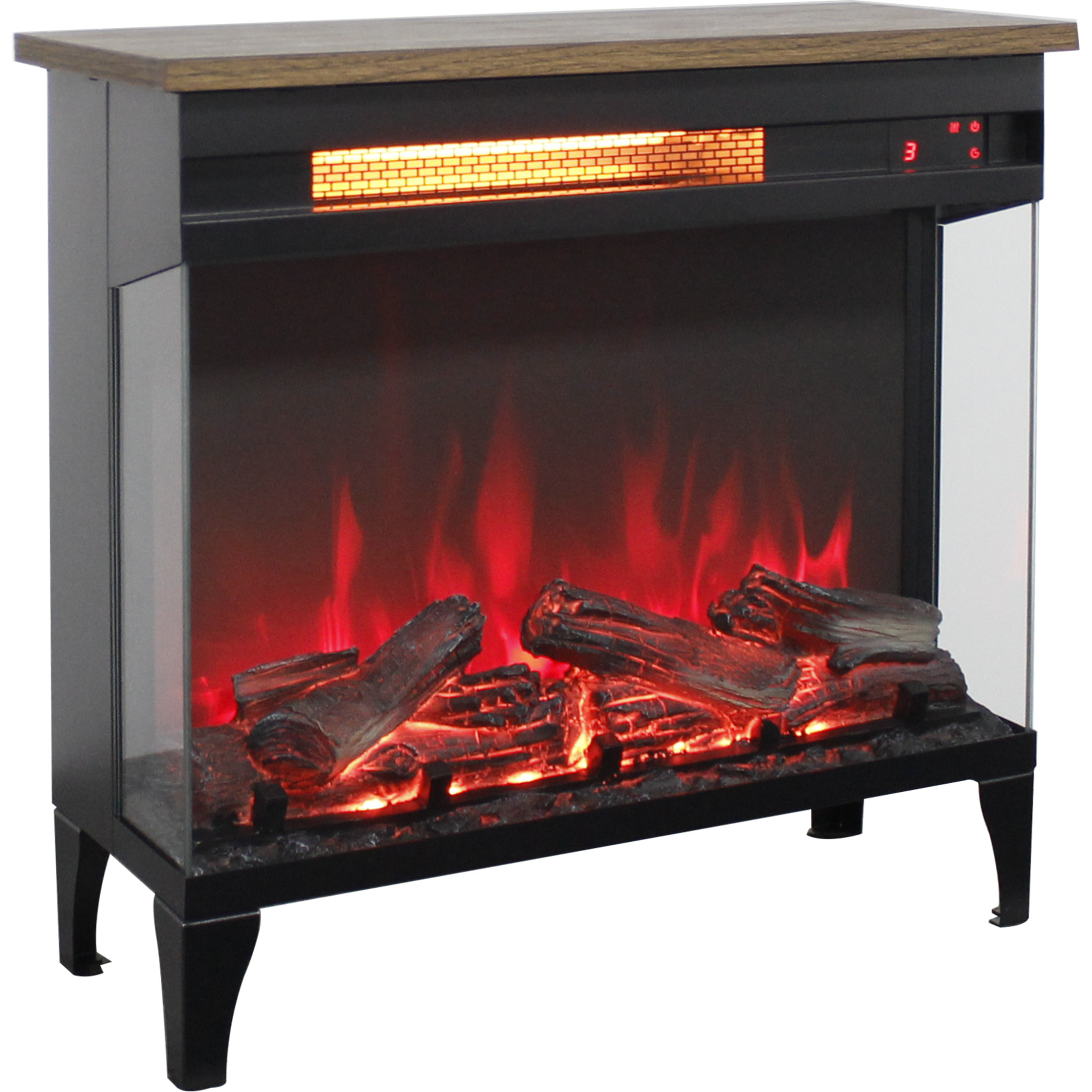 Charlton Home® 24" Three-Sided Glass Electric Fireplace with Feet | Wayfair