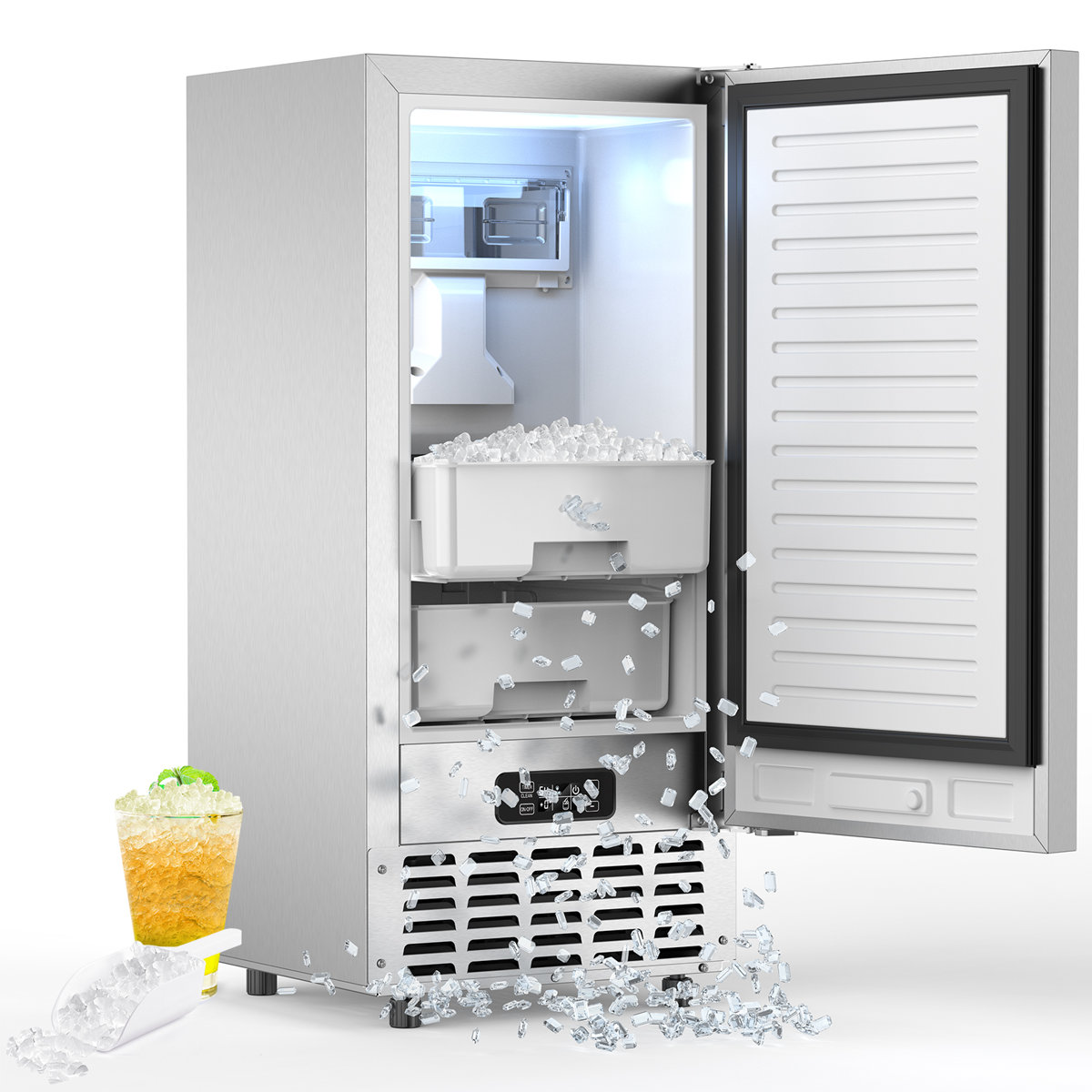 R.W.Flame Stainless Steel Commercial Ice Maker 60lbs/day Chewable Ice ...