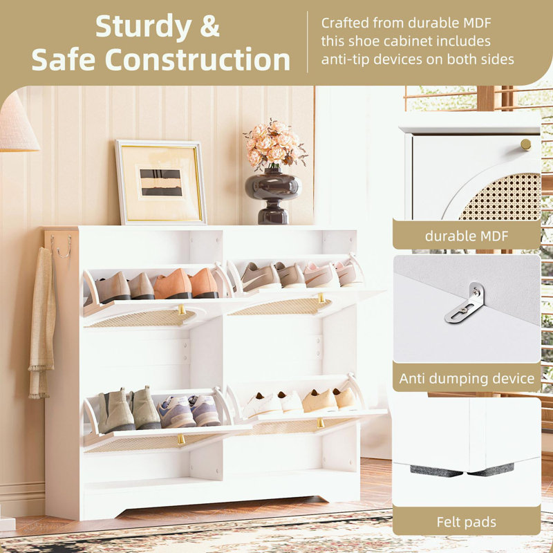 Bayou Breeze Shoe Cabinet with 4 Flip Drawers - Wayfair Canada