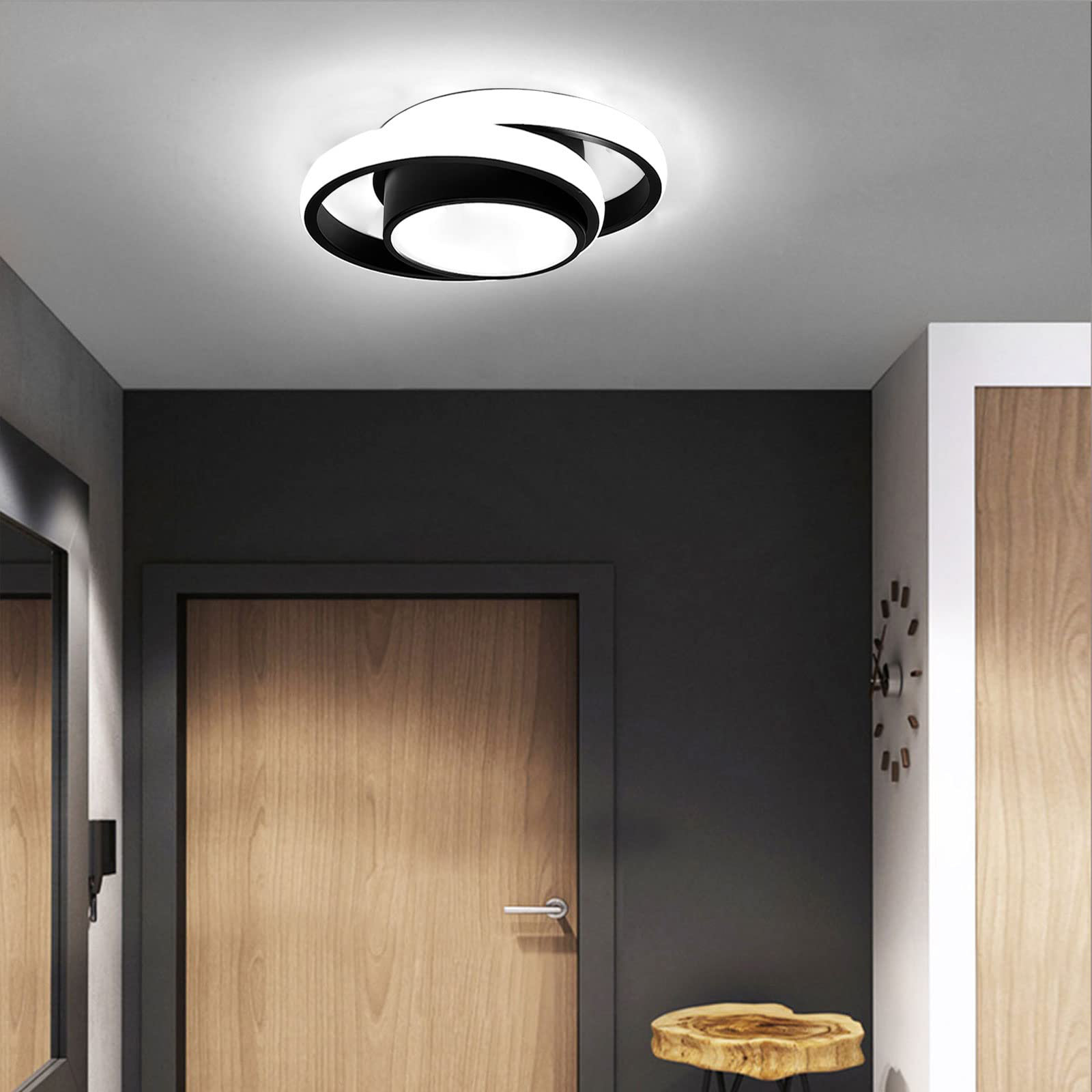 Ivy Bronx Small Modern LED Ceiling Light,2 Rings Creative Design ...