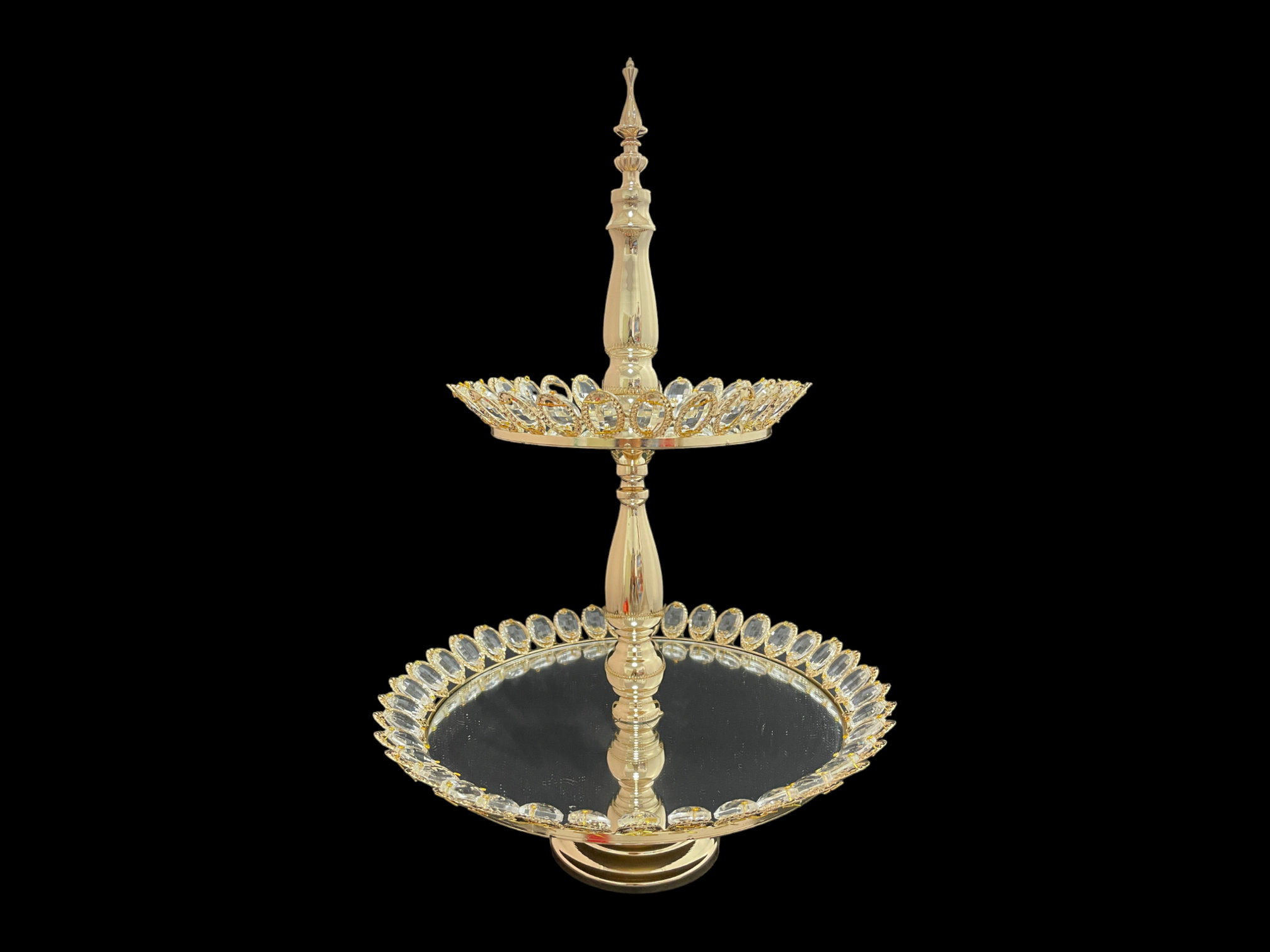 Rosdorf Park 14X14x25.6 Inch Gold Metal Two Tier High Tea Cake Stand ...