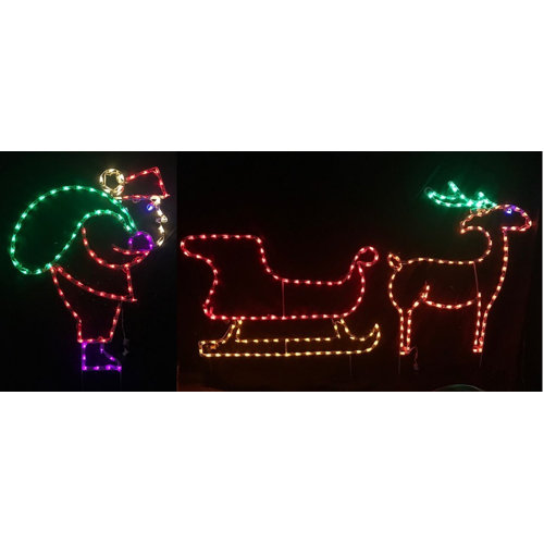 Lori's Lighted D'Lites Santa Loading Sleigh With Reindeer Christmas ...