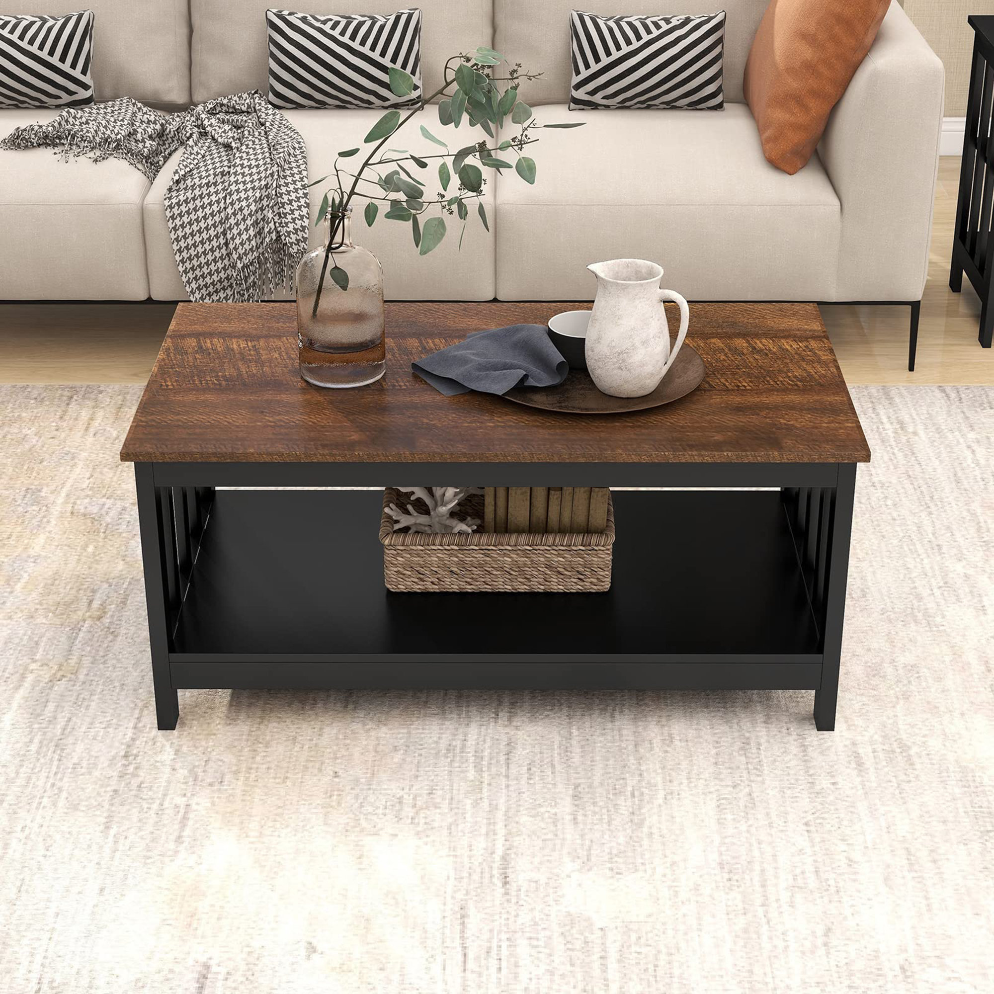Lark Manor™ Rectangular wooden double layer coffee table & Reviews ...