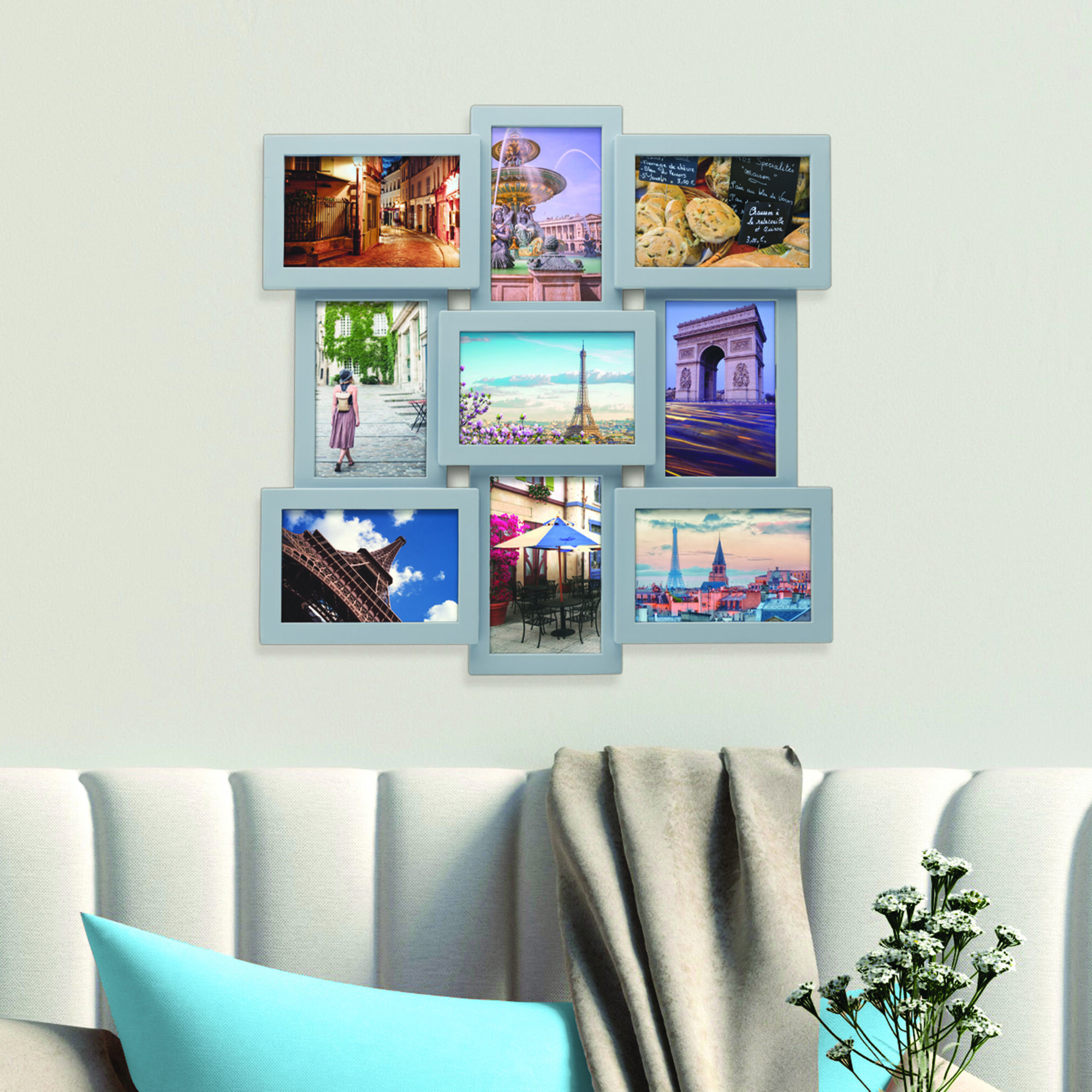 Melannco Corduff 18 x 18 Inch 9 Opening Photo Collage Frame, Displays ...