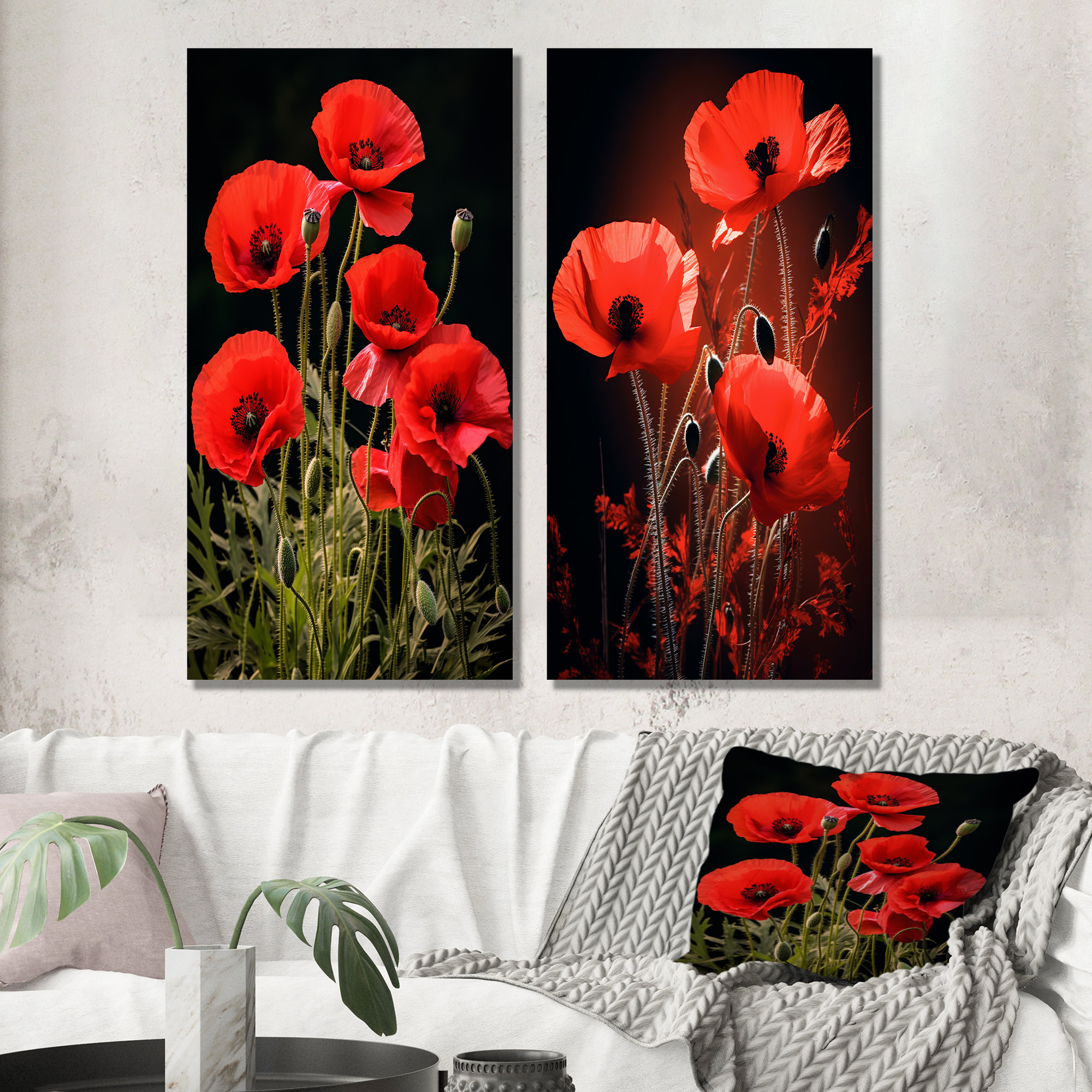 Red Barrel Studio® Crimson Cascade Poppy Field - Poppies Metal Wall ...
