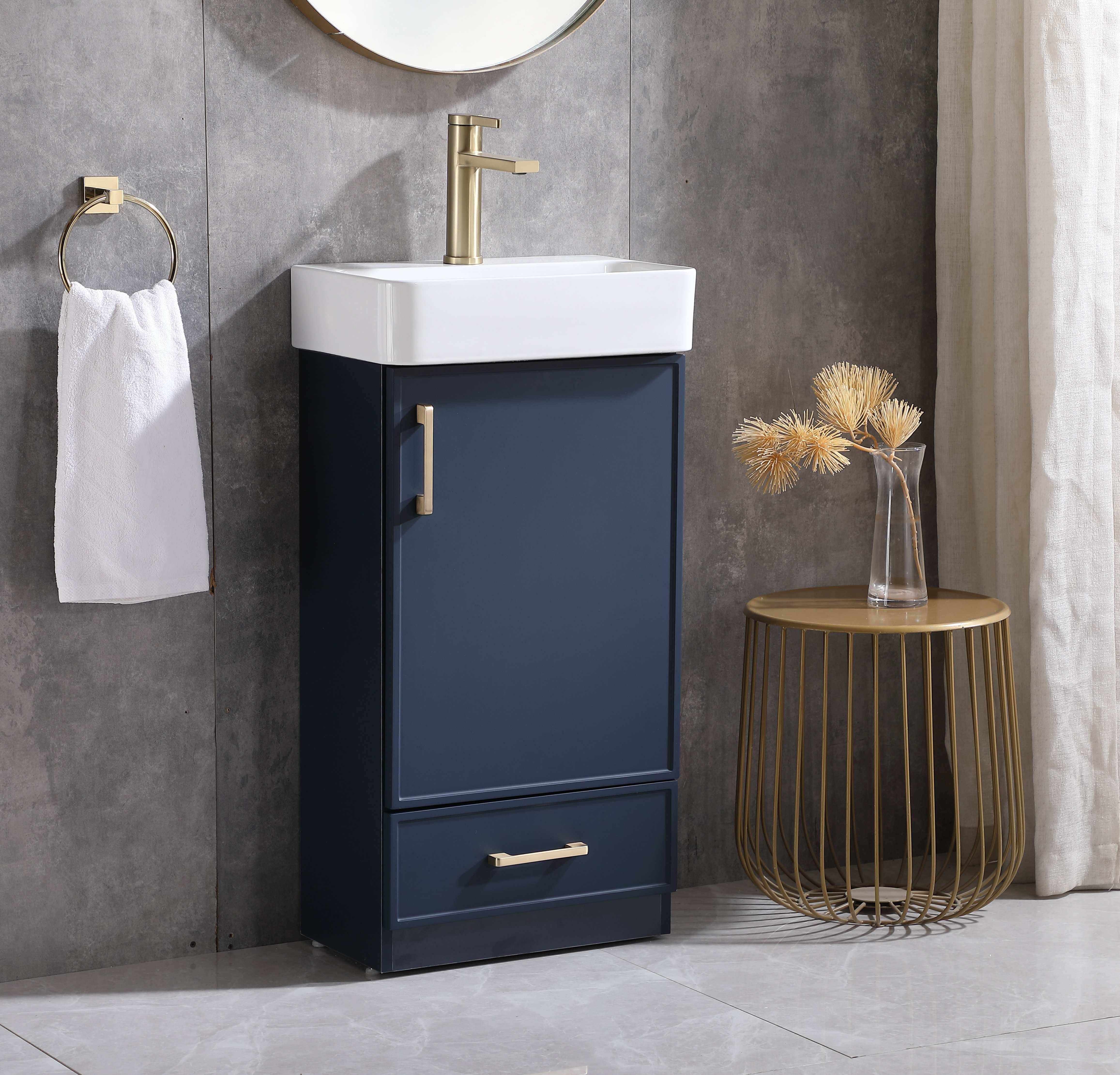 Ebern Designs Suheyb 18" Modern Mini Blue Single Bathroom Vanity Set ...
