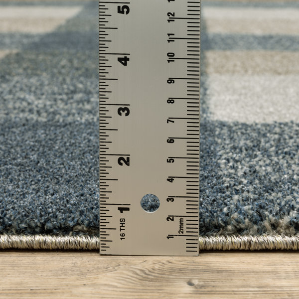 Wade Logan® Amanvir Performance Teal Blue/Grey/Tan Rug & Reviews | Wayfair