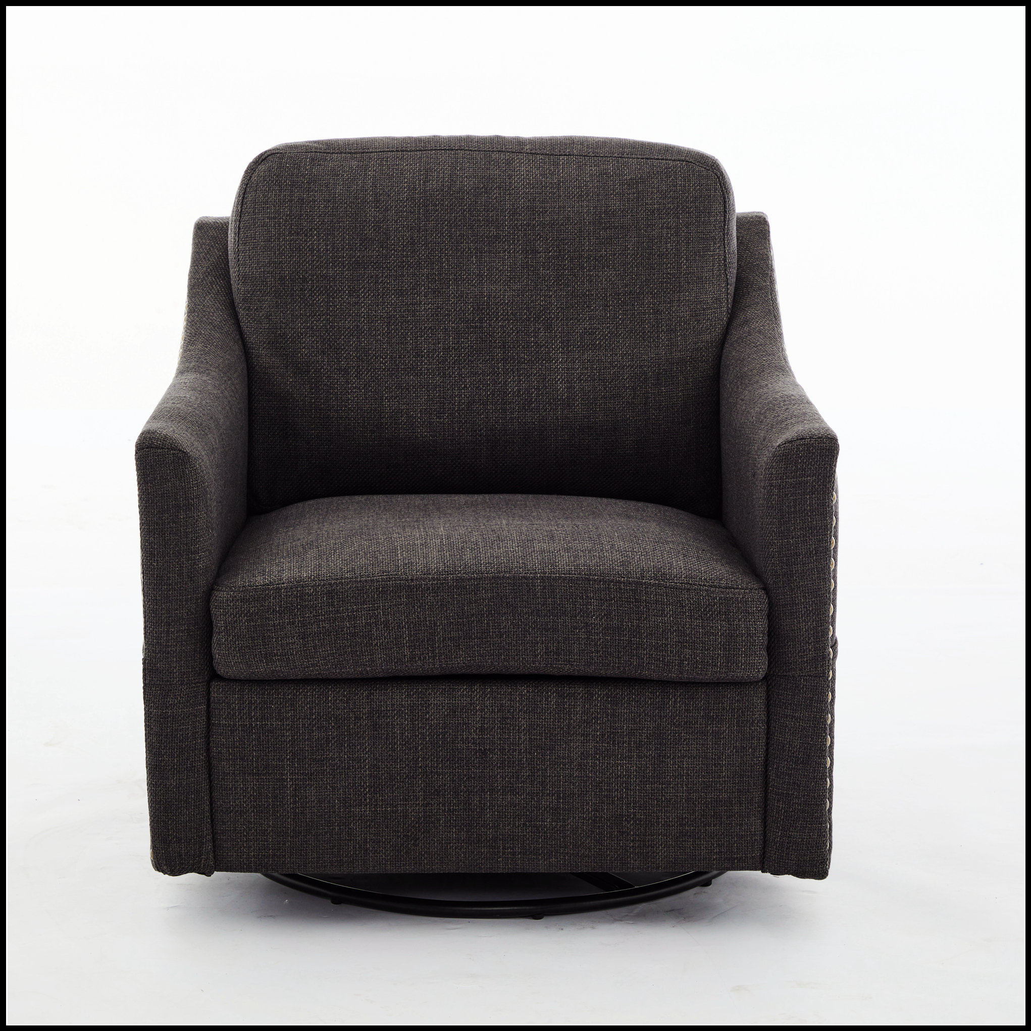 Ebern Designs Dark Grey 360-Degree Swivel Rotating Accent Chair with ...