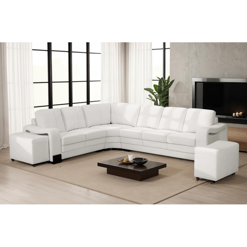 white leather corner settee