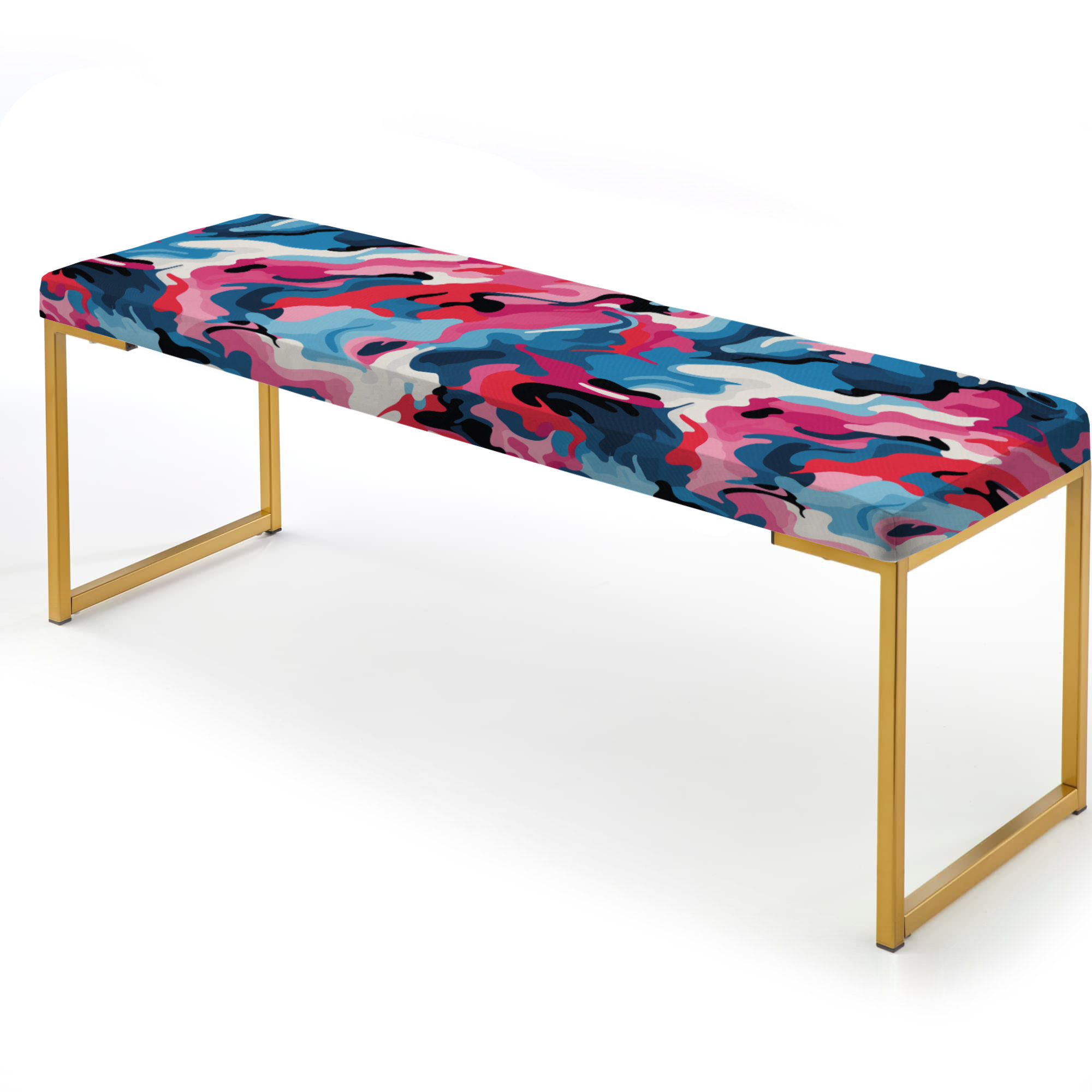 Design Art Tribal Adaptation Pink And Blue - Abstract Upholstered Gold ...