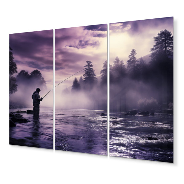 DesignArt Fishing At The Lake II Sports Wall Decor on Metal | Wayfair