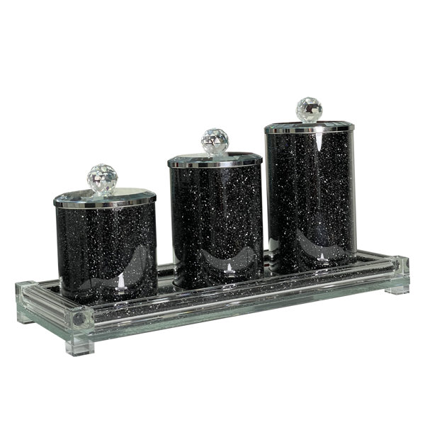 NUBE Rugs Ambrose Exquisite Three Glass Canister And Tray Gift Set ...
