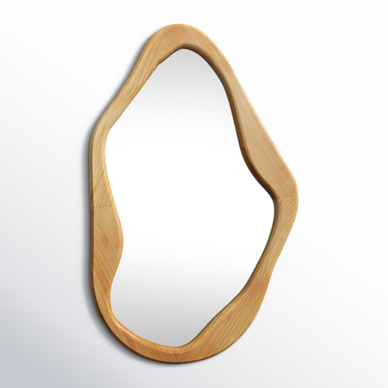 Wade Logan® Asymmetrical Natural Pine Wood Frame Free Form Wall Mirror ...