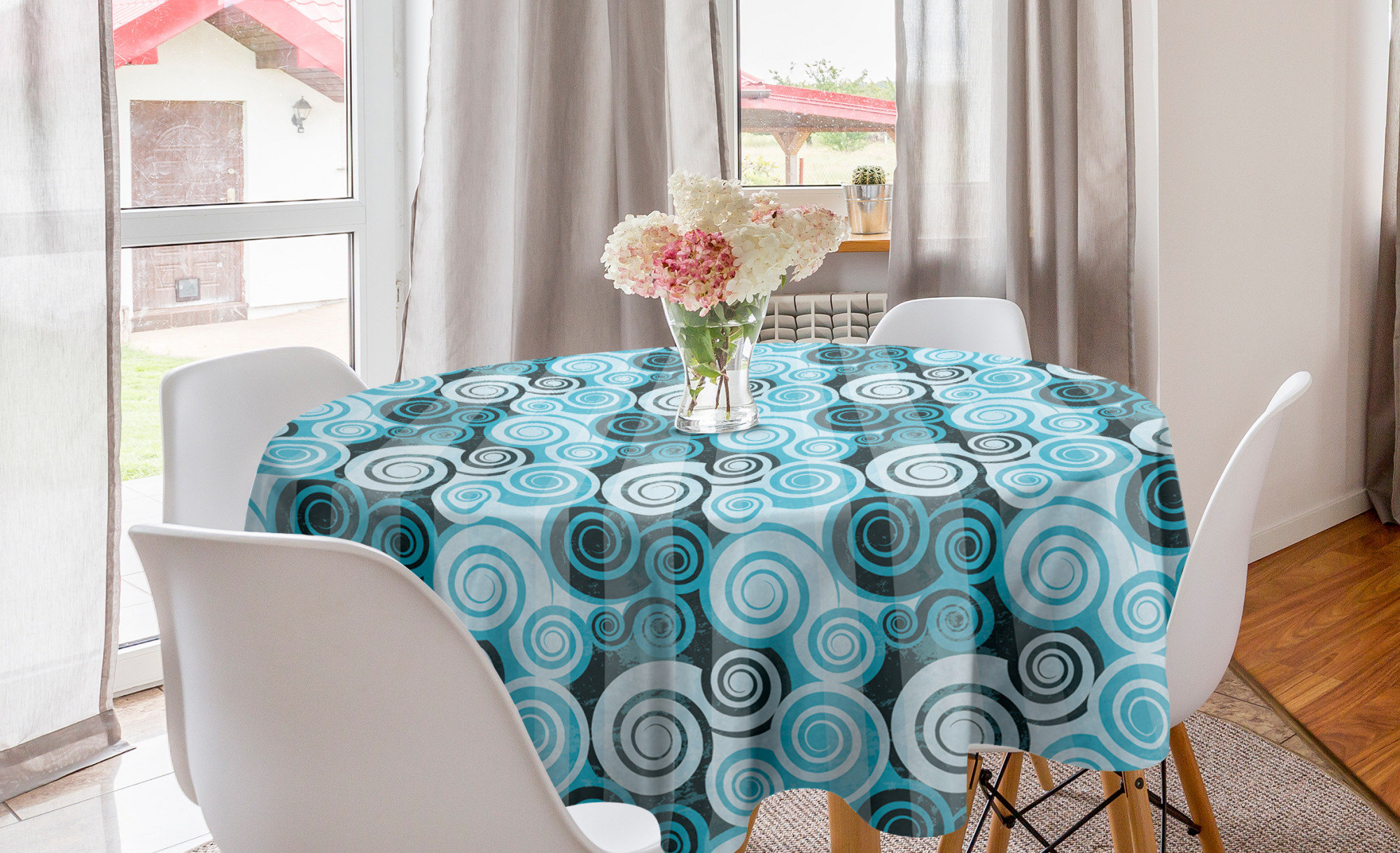 East Urban Home Abstract Round Tablecloth, Pastel Grunge Toned ...