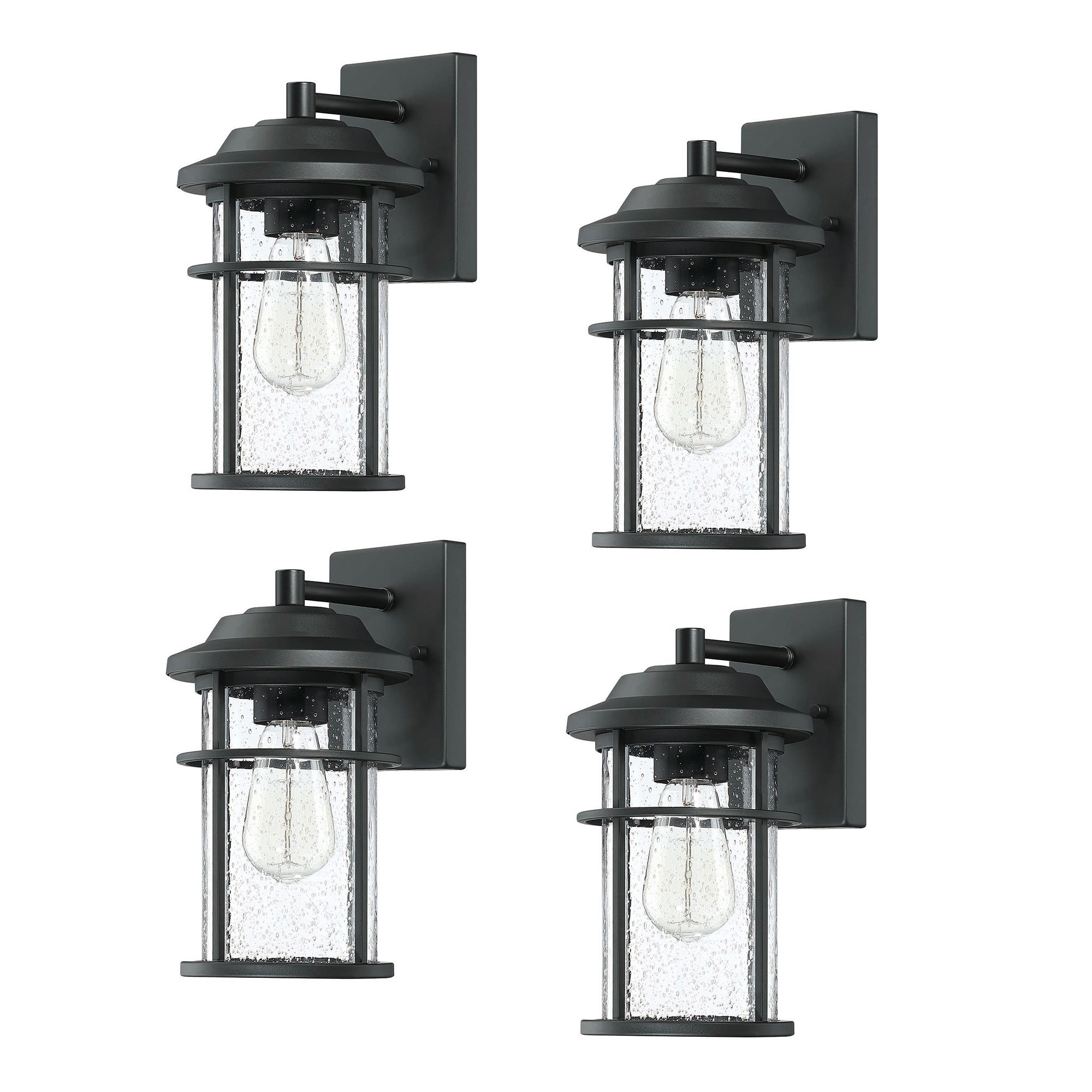 Trent Austin Design® Schlegel Black/Clear Seeded Glass Outdoor Wall Lantern & Reviews | Wayfair