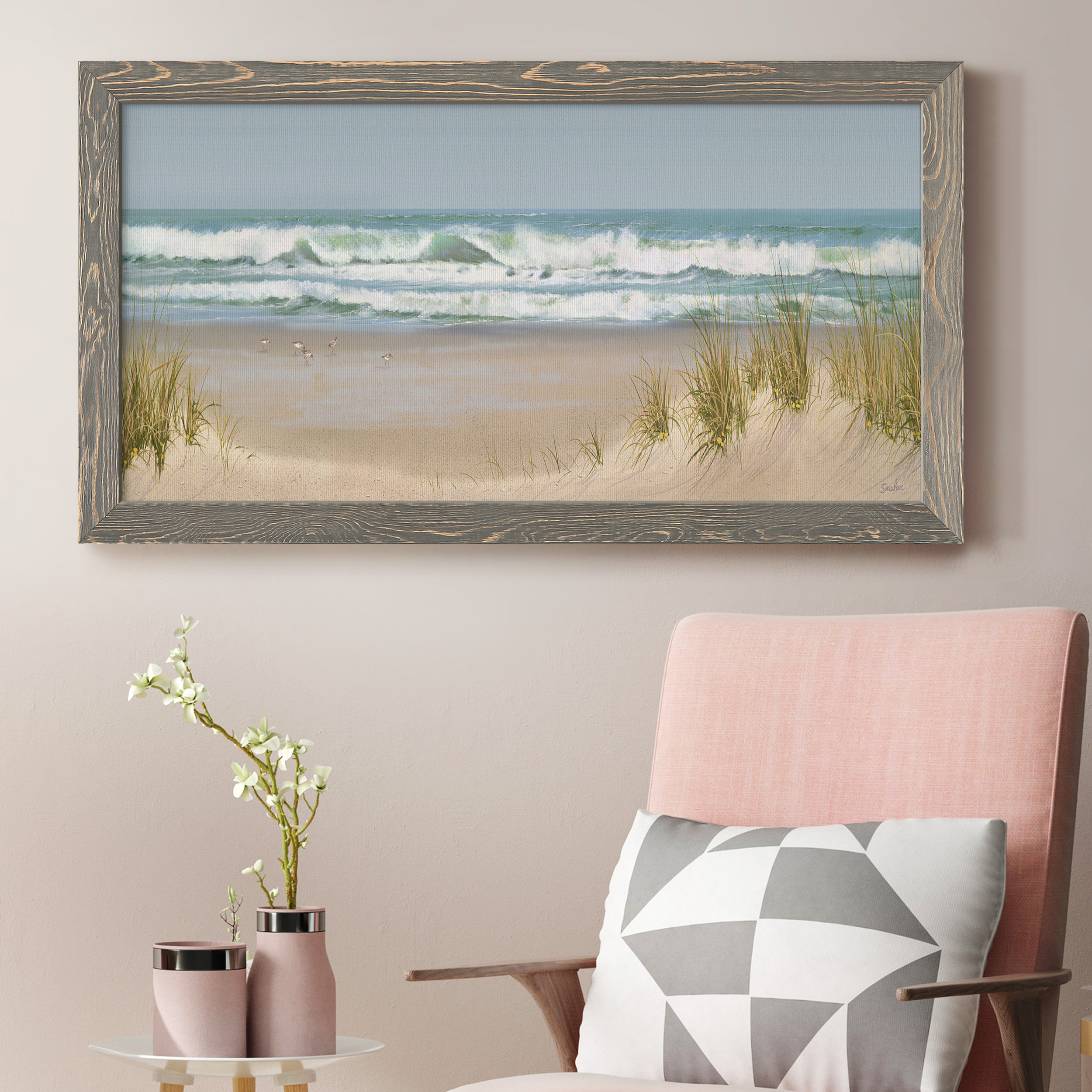 Highland Dunes Jewelled Surf - Picture Frame Painting on Canvas | Wayfair