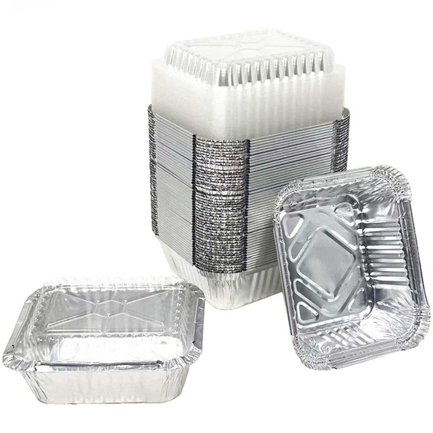 Tsyware 50 Pack Disposable Oblong Aluminum Tin Foil Pans/container With ...