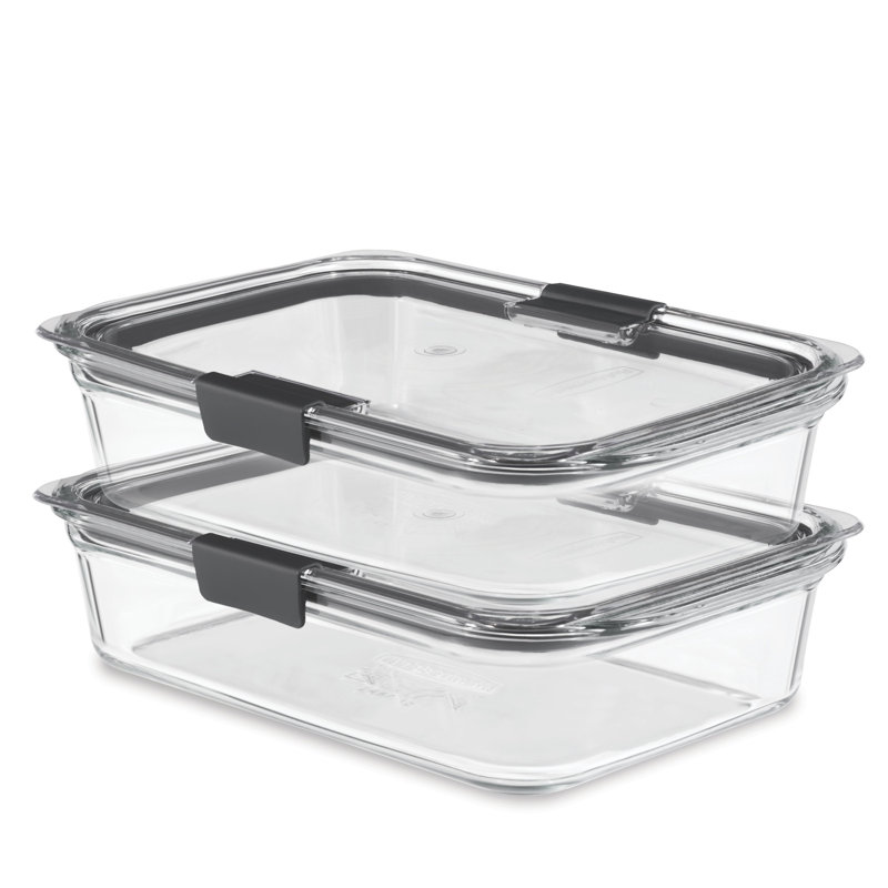 Rubbermaid Brilliance Glass Food Storage Containers with Lids, 8 Cup, 2 ...