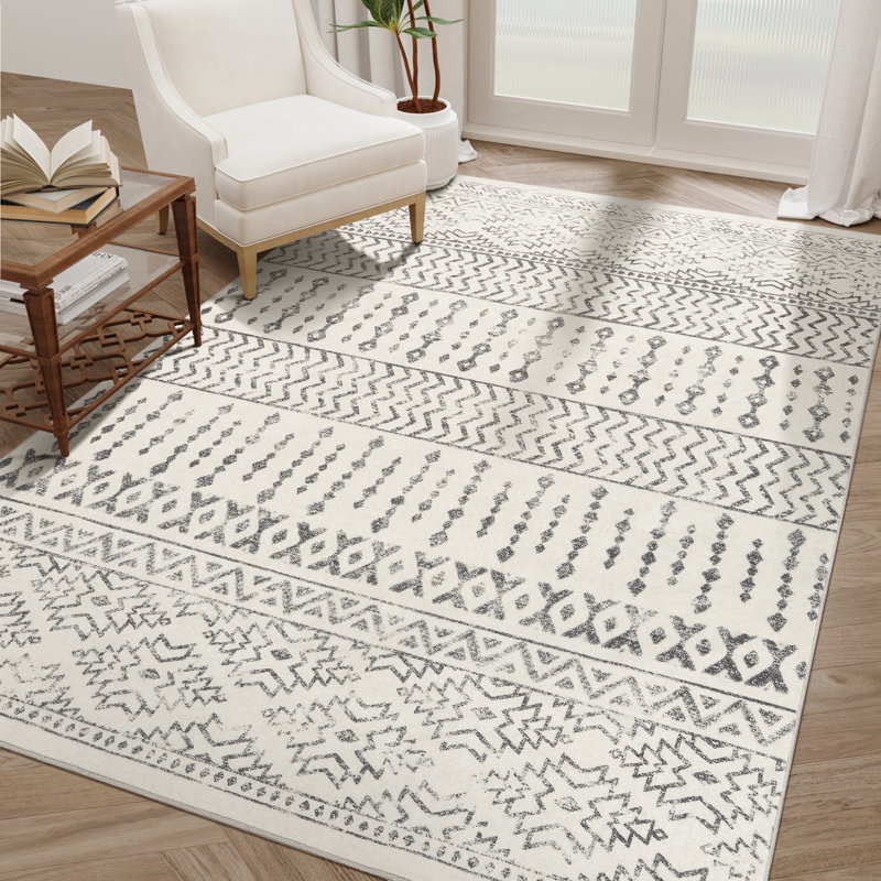 Union Rustic Ultra-Thin Moroccan Washable Rug, Anti-Slip Backing Rugs ...