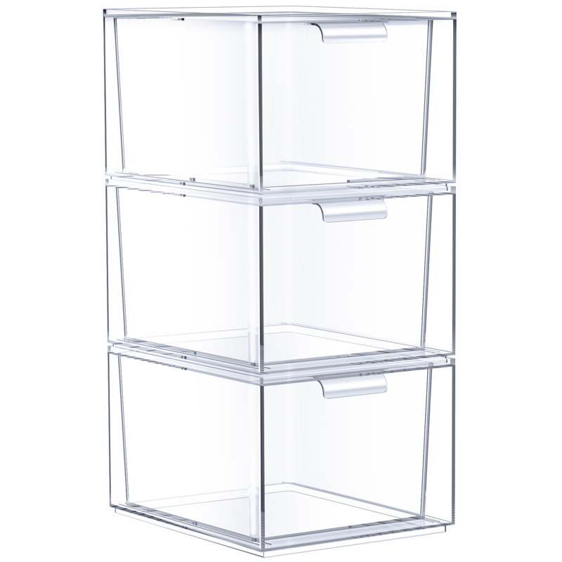 Sorbus 3 Pack Clear Stackable Acrylic Kitchen and Bathroom Drawer ...