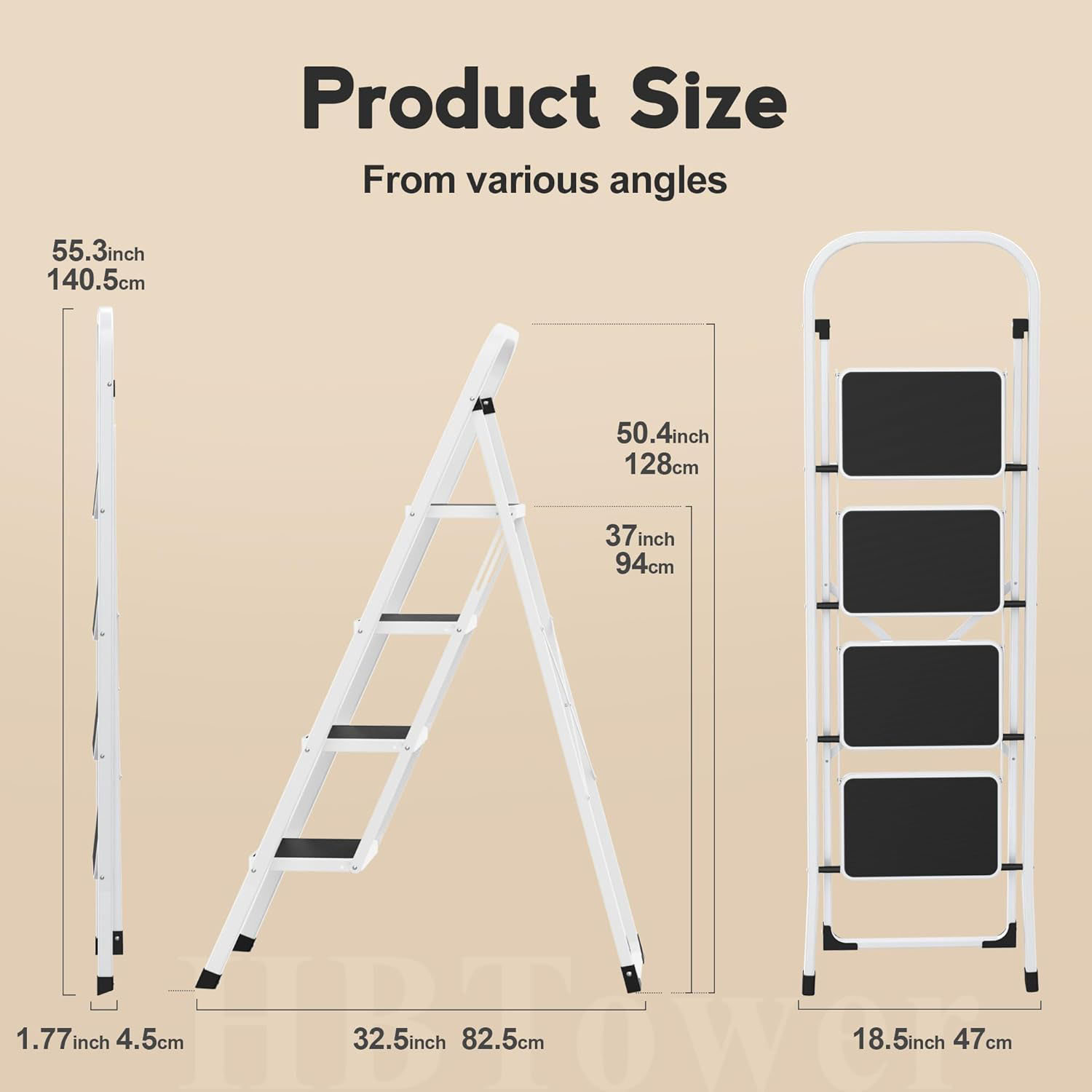Ebern Designs Step Ladder 4 Step Folding Ladder, Lightweight Portable ...