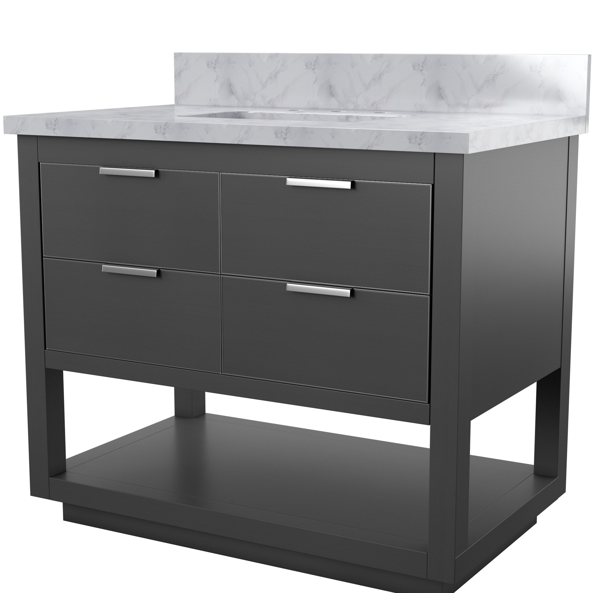 Wade Logan Allie 36" Single Bathroom Vanity with Carrara Marble Top ...