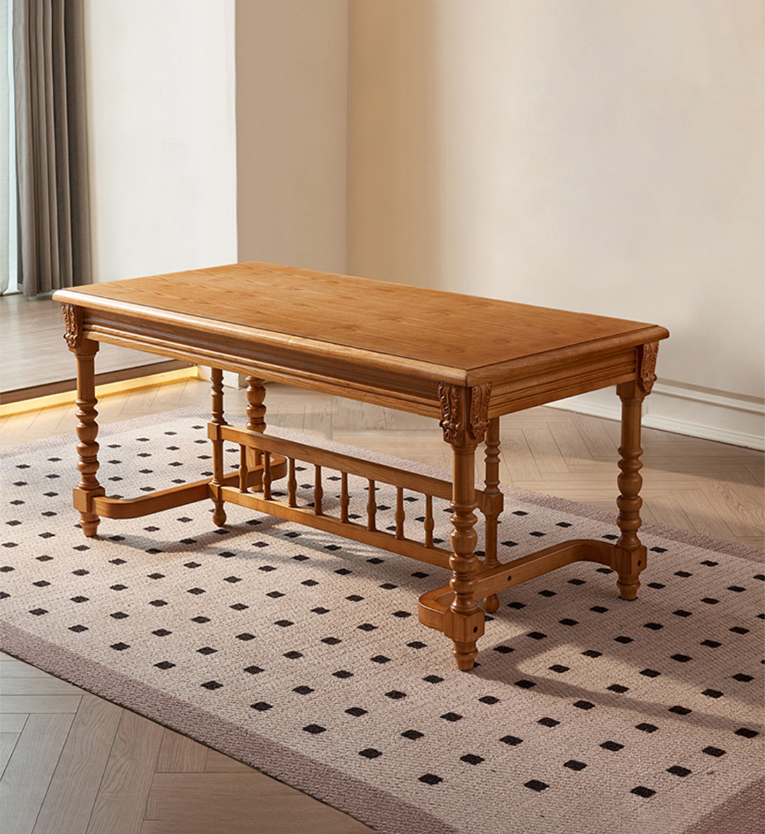 Stella Trek French-style retro solid wood carved rectangular dining ...