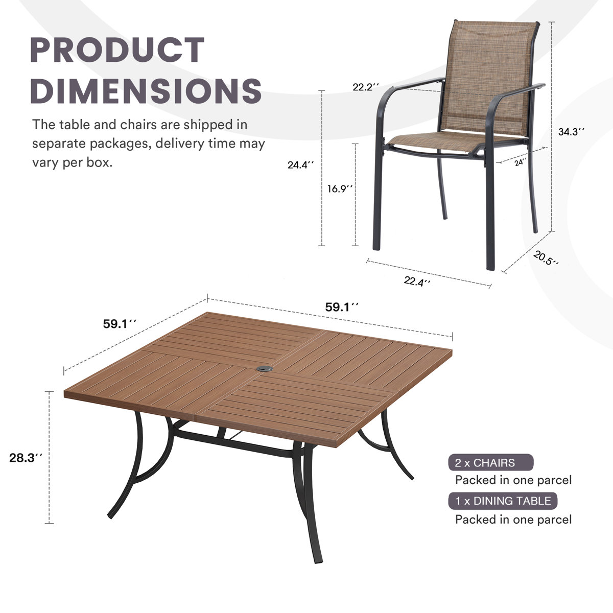Red Barrel Studio® Patio Dining Set with Stackable Textilene Armrest ...