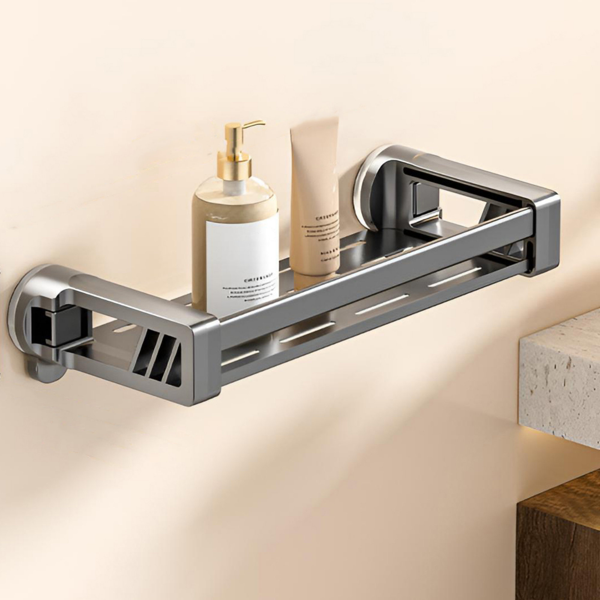 Rebrilliant Non Perforated Bathroom Storage Rack, Wall Mounted Storage ...