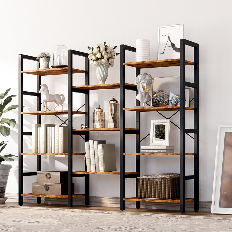 17 Stories Ganell 50.8''H,Triple Wide 4-tier Corner Bookshelf | Wayfair