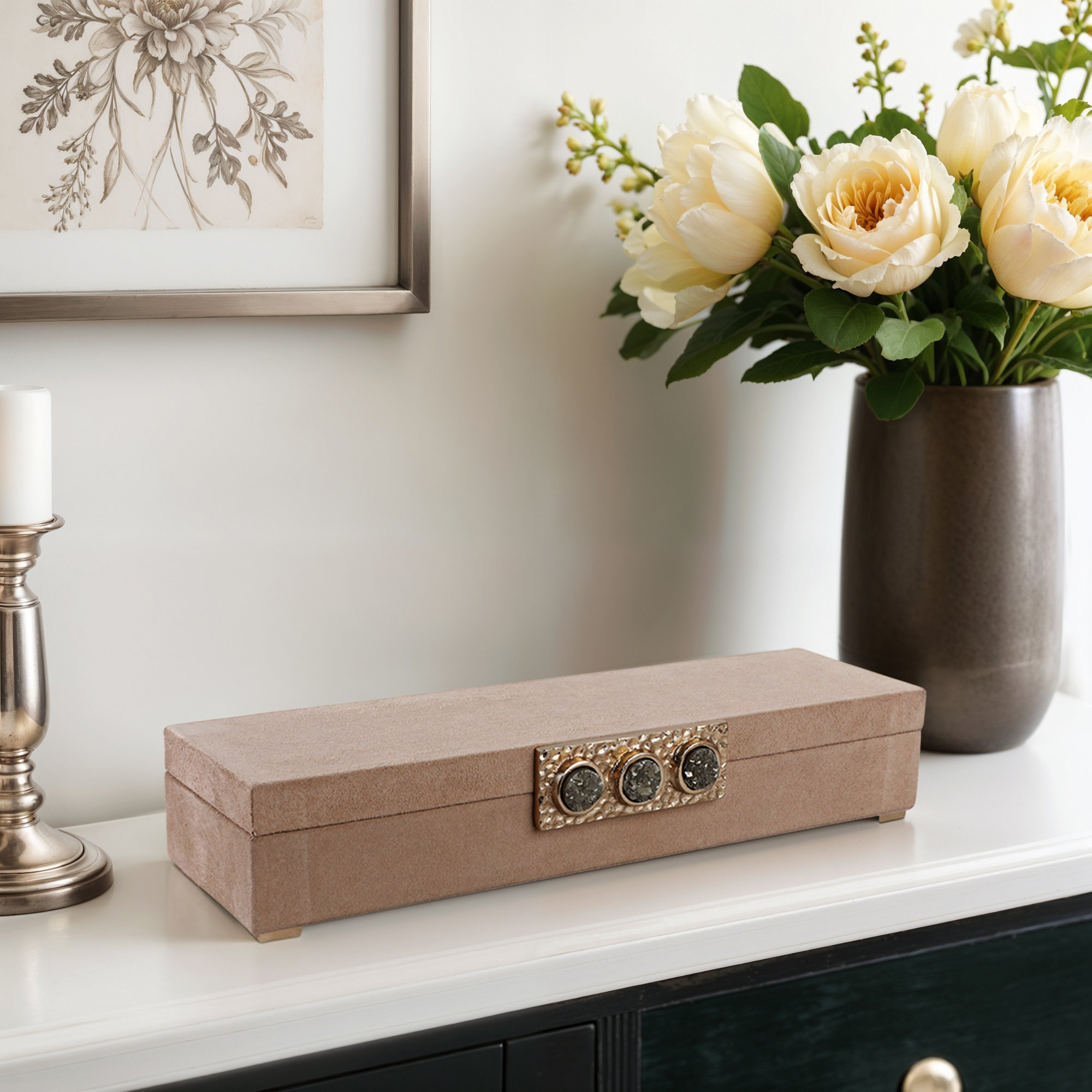Everly Quinn Wood And Metal Decorative Storage Box Glam Modern ...