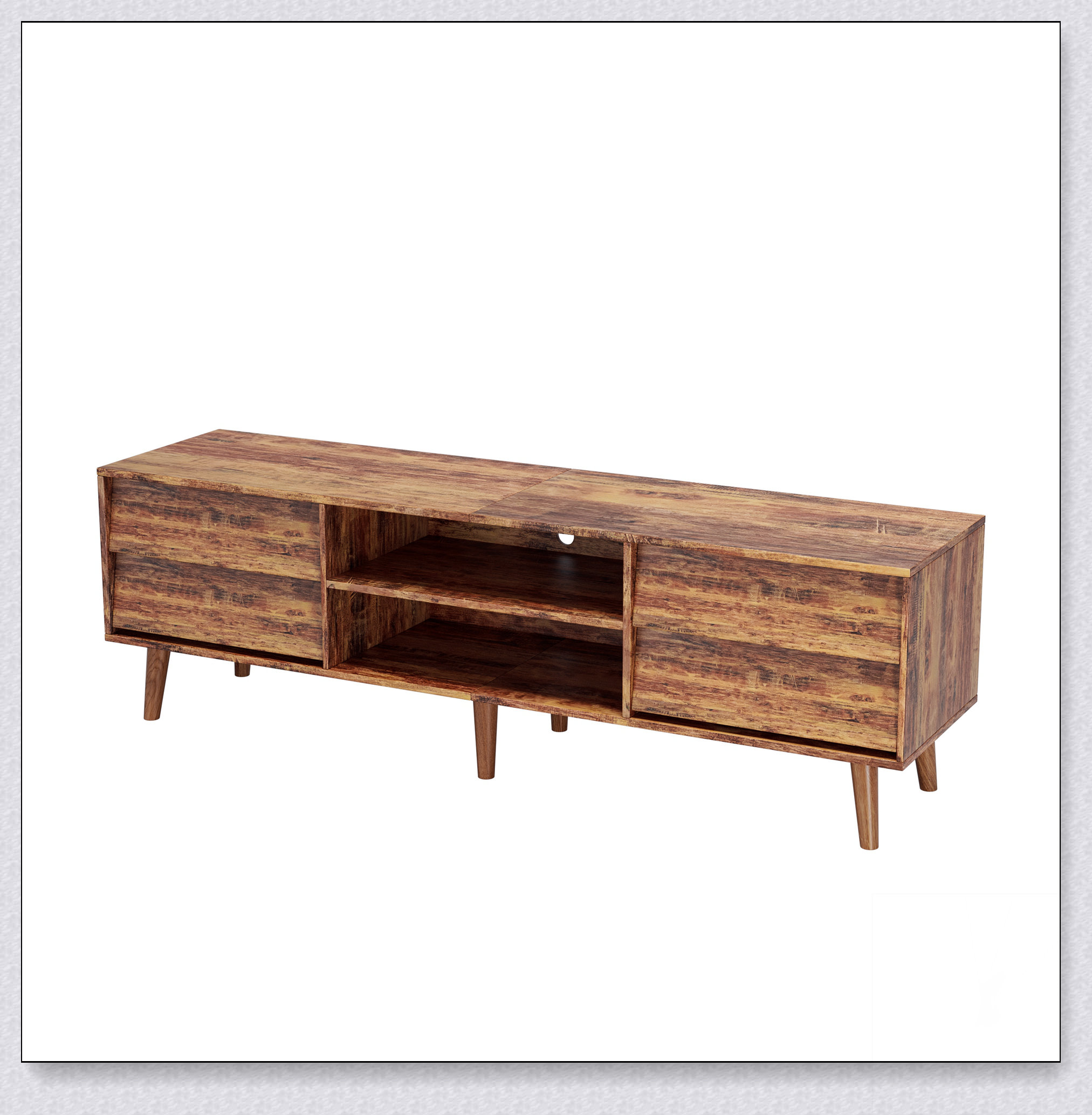 17 Stories 63 Inch TV Stand Features Vintage-style and Bevel Design, TV ...