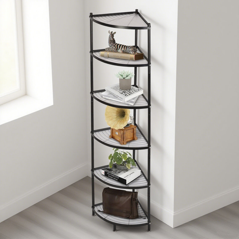 Ebern Designs 6-Tier Metal Corner Open Shelf | Wayfair