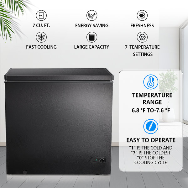 R.W.FLAME Portable 7 cu. ft. Chest Freezer with Adjustable Temperature ...