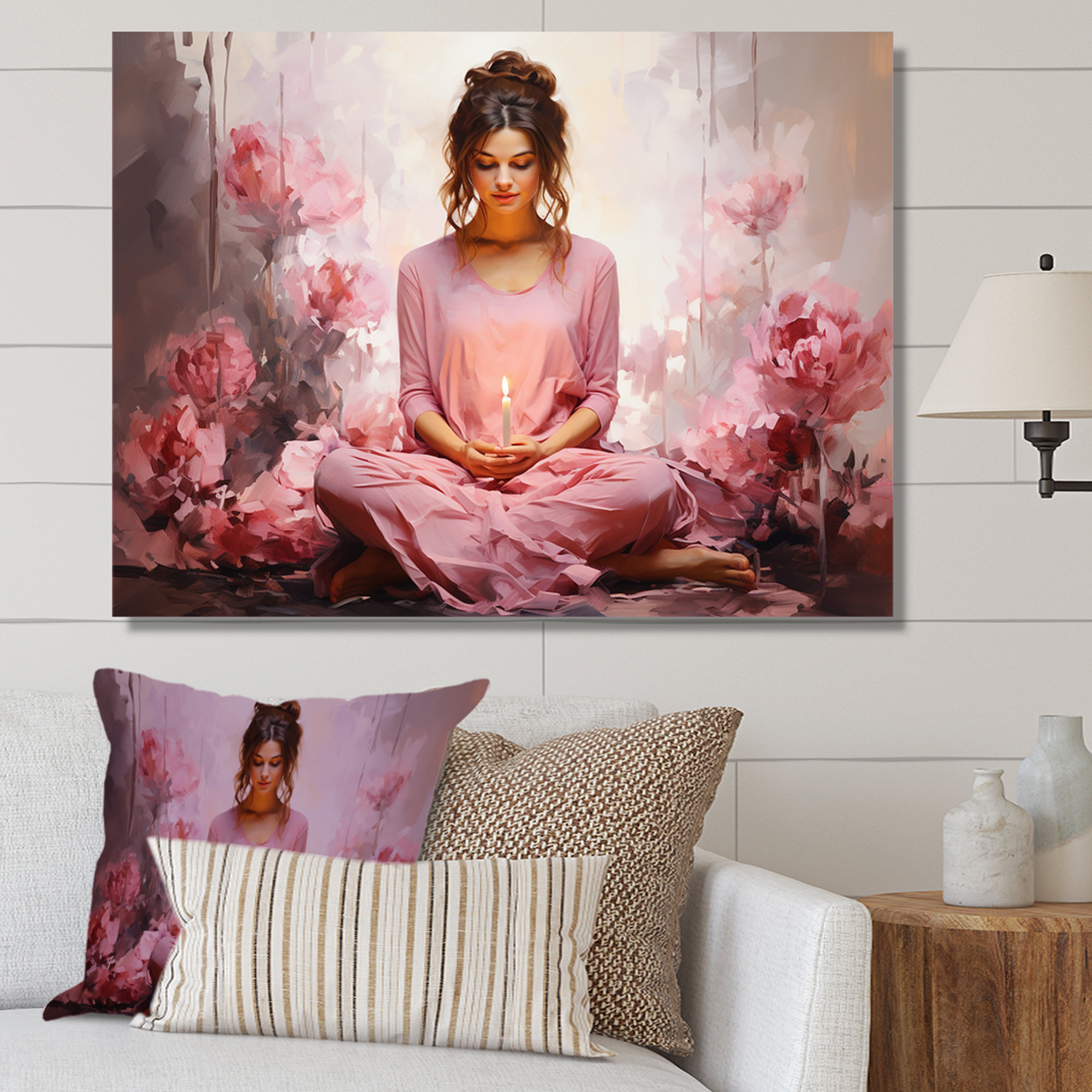 Design Art Pink Yoga Mediation On Canvas Print | Wayfair