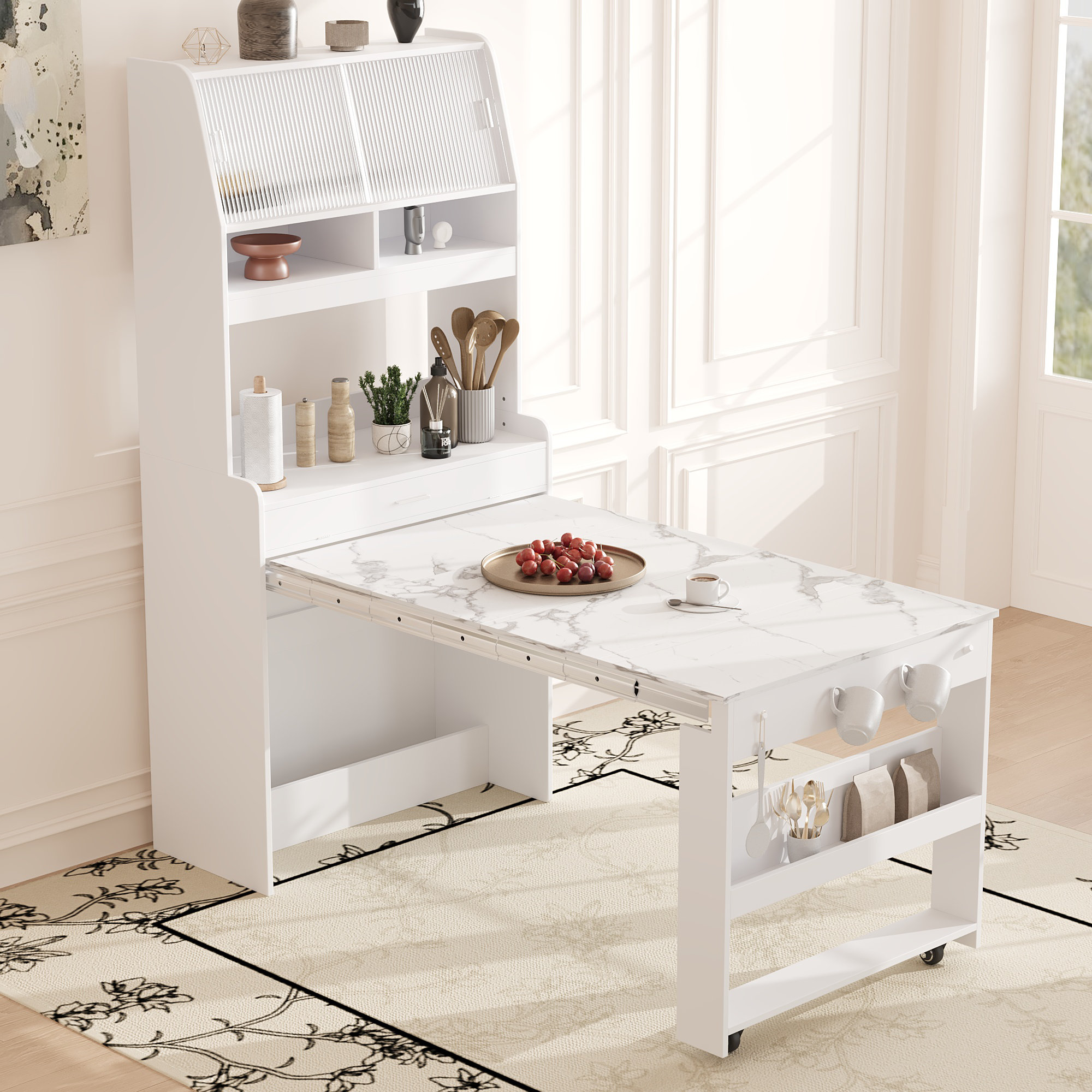 Latitude Run® Kitchen Pantry With Foldable Dining Table - Wayfair Canada