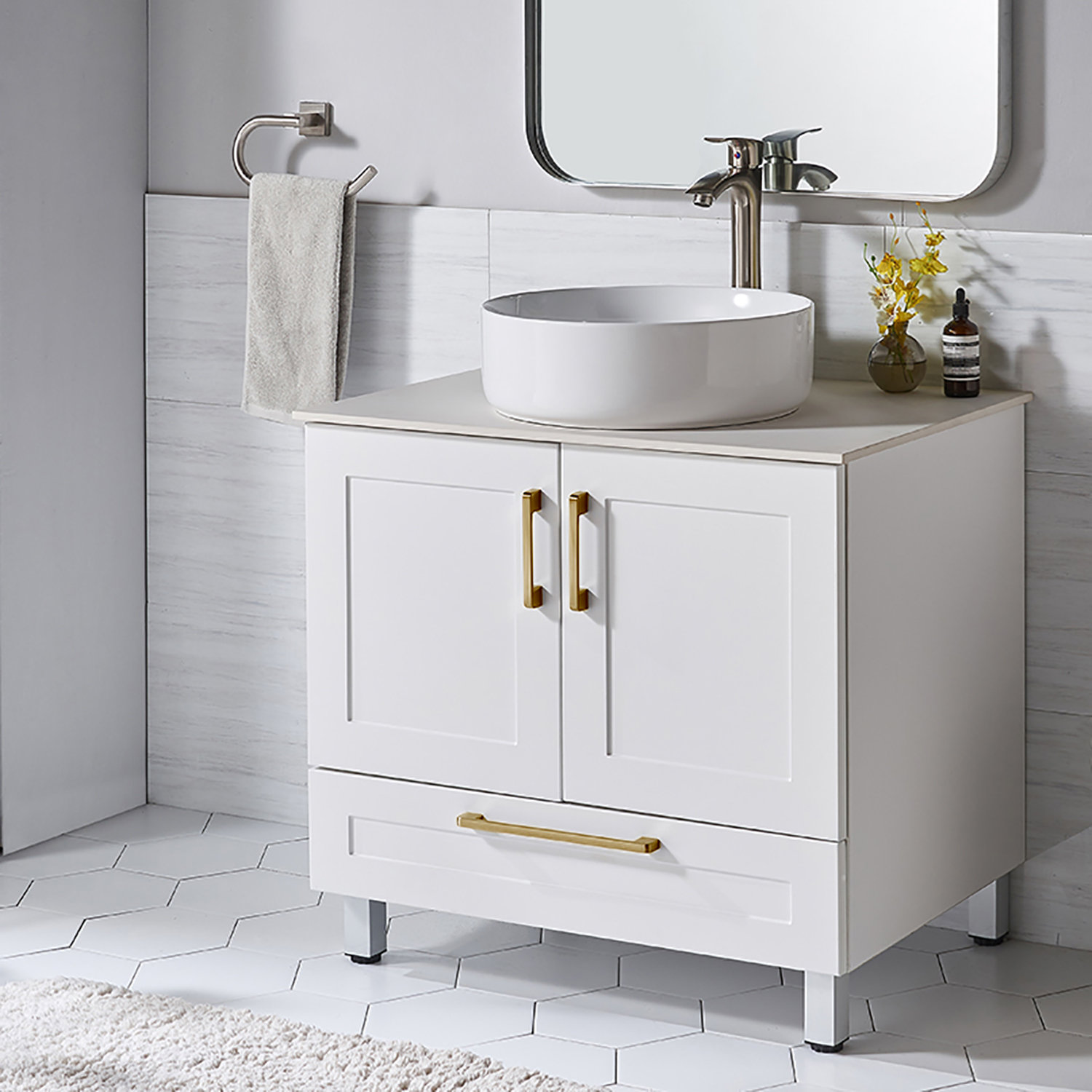 Mercer41 Mathurn 30'' Modern Free-standing Single Bathroom Vanity with ...