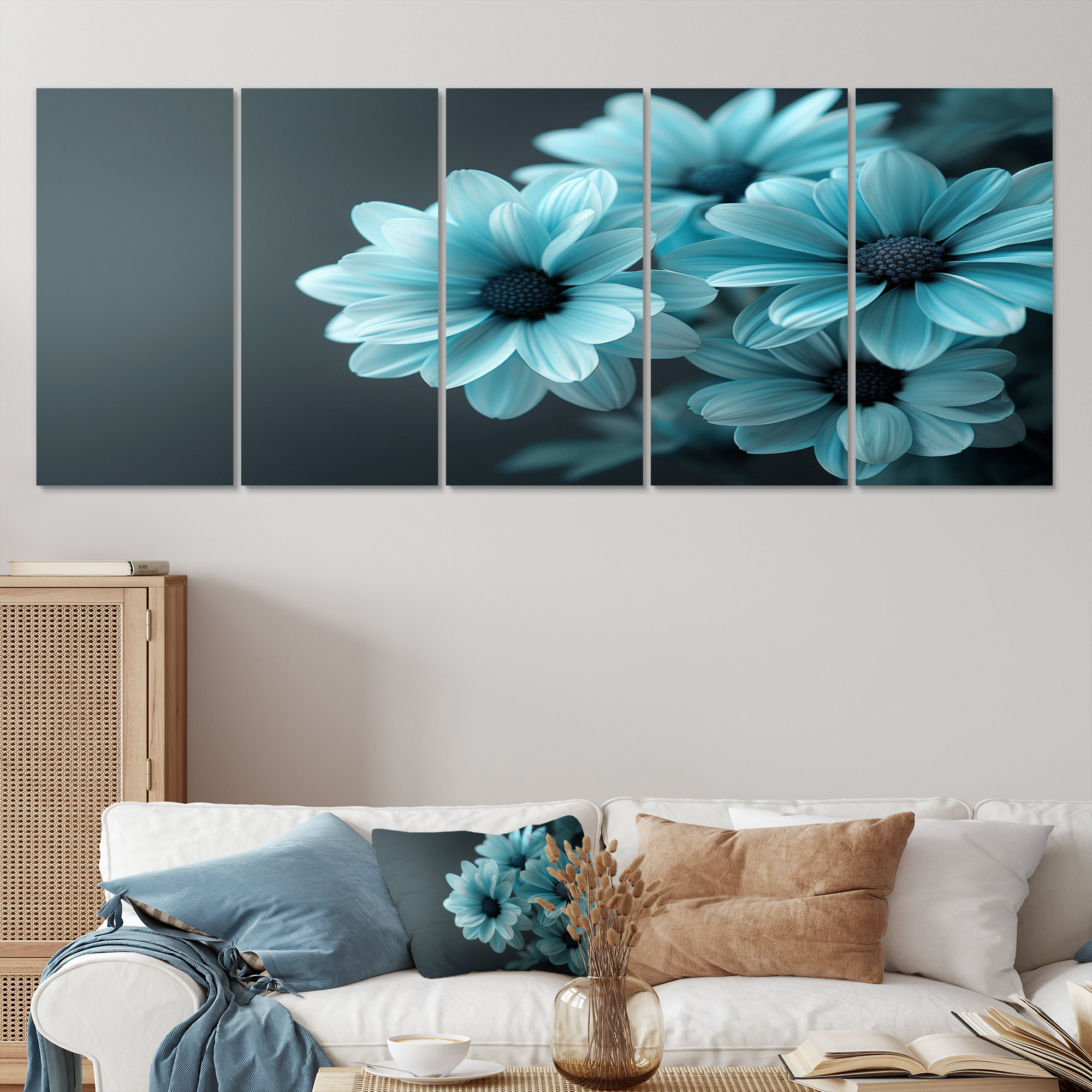 Latitude Run® Blue Monochrome Mums Garden Scenery II - Mums Wall Decor ...