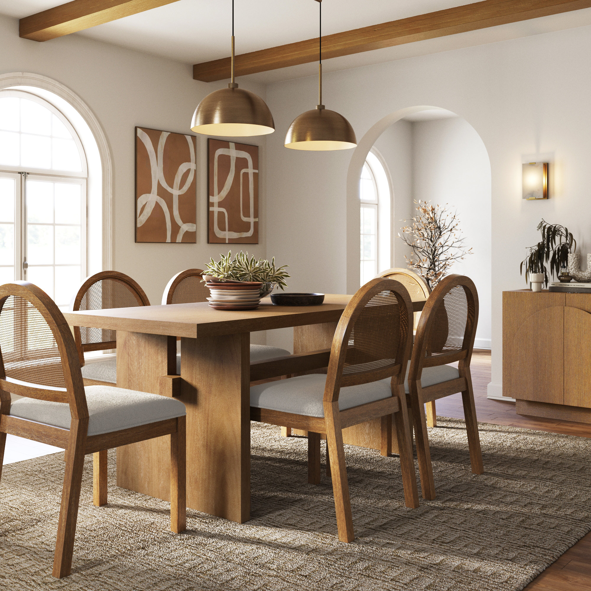Nathan James Solid Wood Modern Dining Table For 6 & Reviews | Wayfair