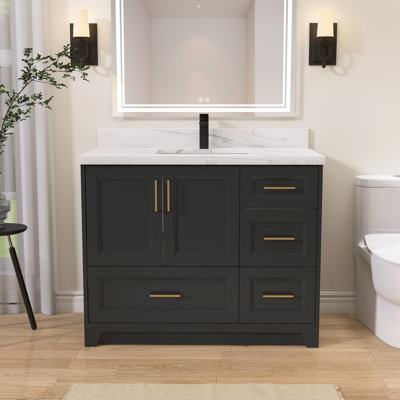 Ogonbrick Solid Wood 42'' Single Bathroom Vanity Base Only | Wayfair